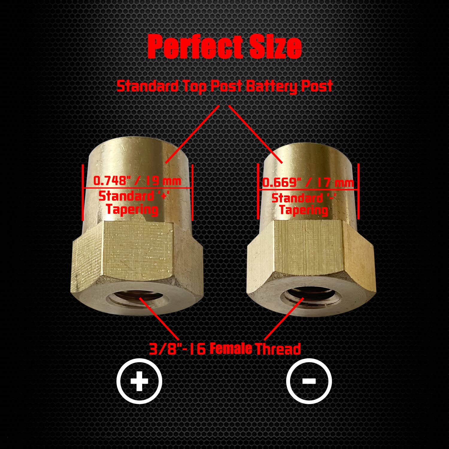 Snapklik.com : Ampper 3/8"-16 Thread Female Brass Battery Terminal Post ...
