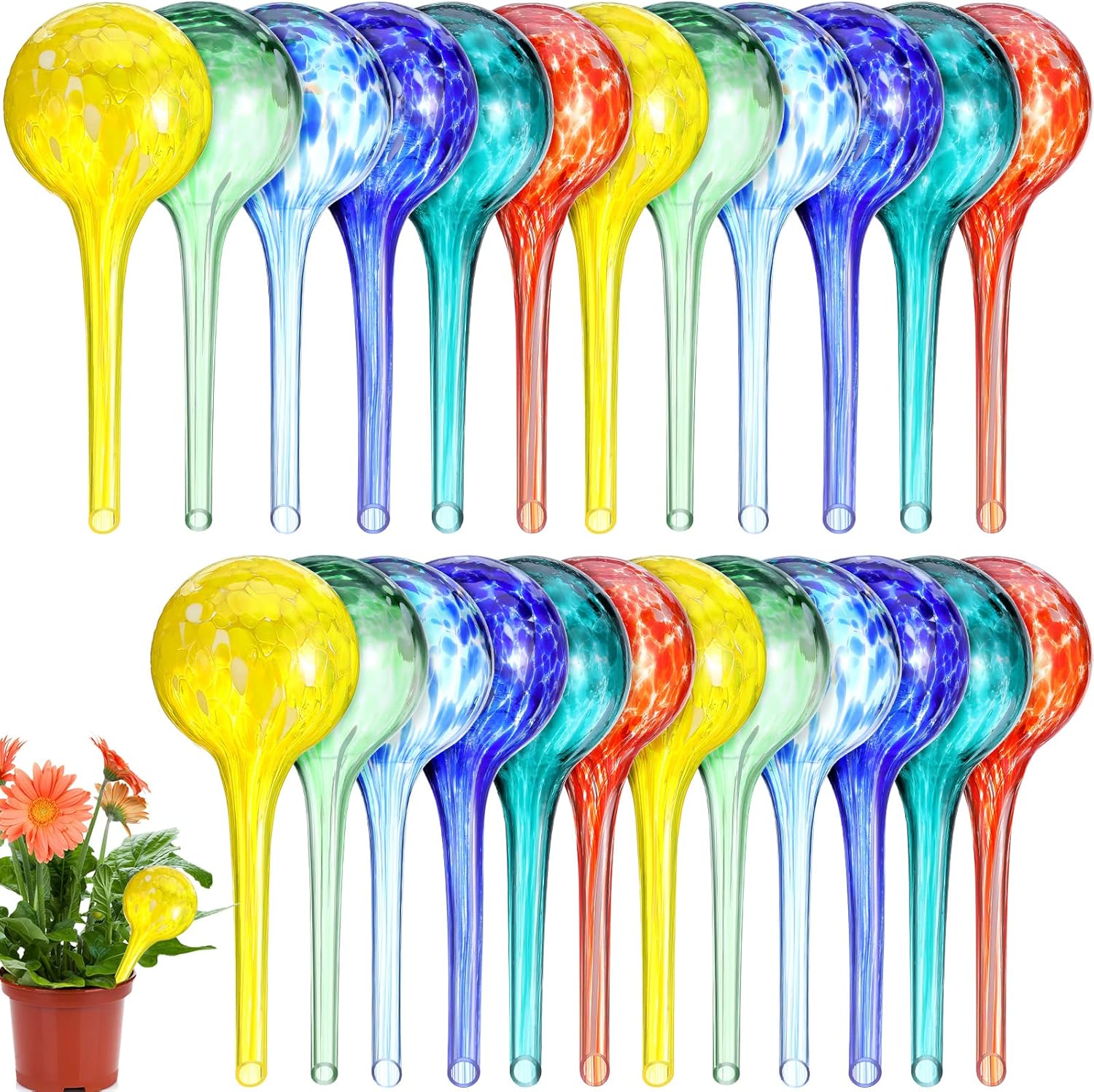 Amazon.com: Didaey 24 Pcs Plant Watering Globes Stakes 6" x 2.4" Glass ...