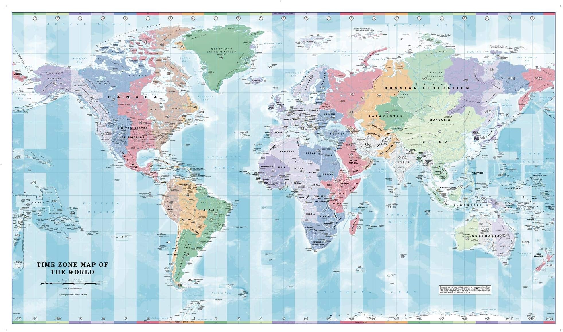 World Map - Timezones - Country Flags - Giant Poster - 100cm x 140cm ...