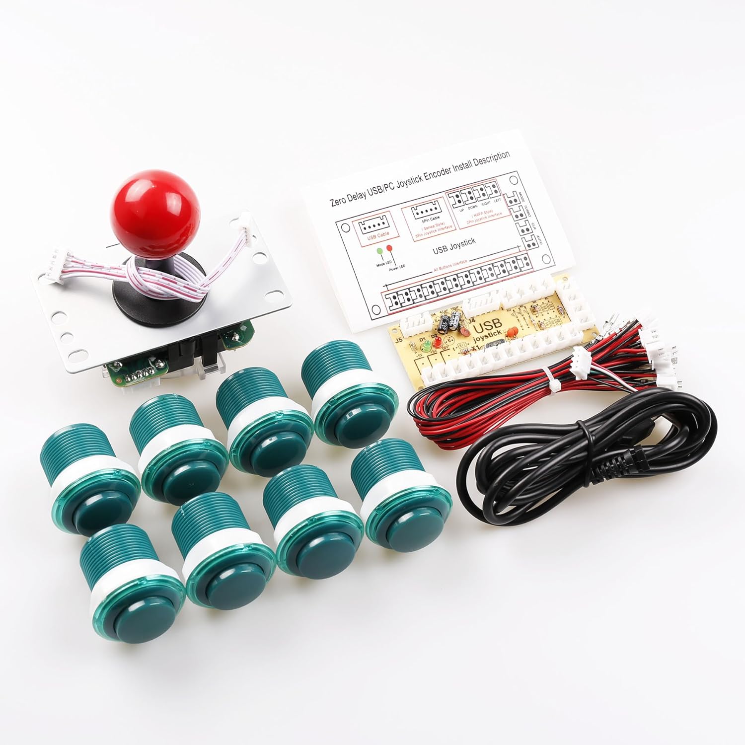 Easyget diy arcade kit zero delay usb encoder + 5Pin arcade joystick ...