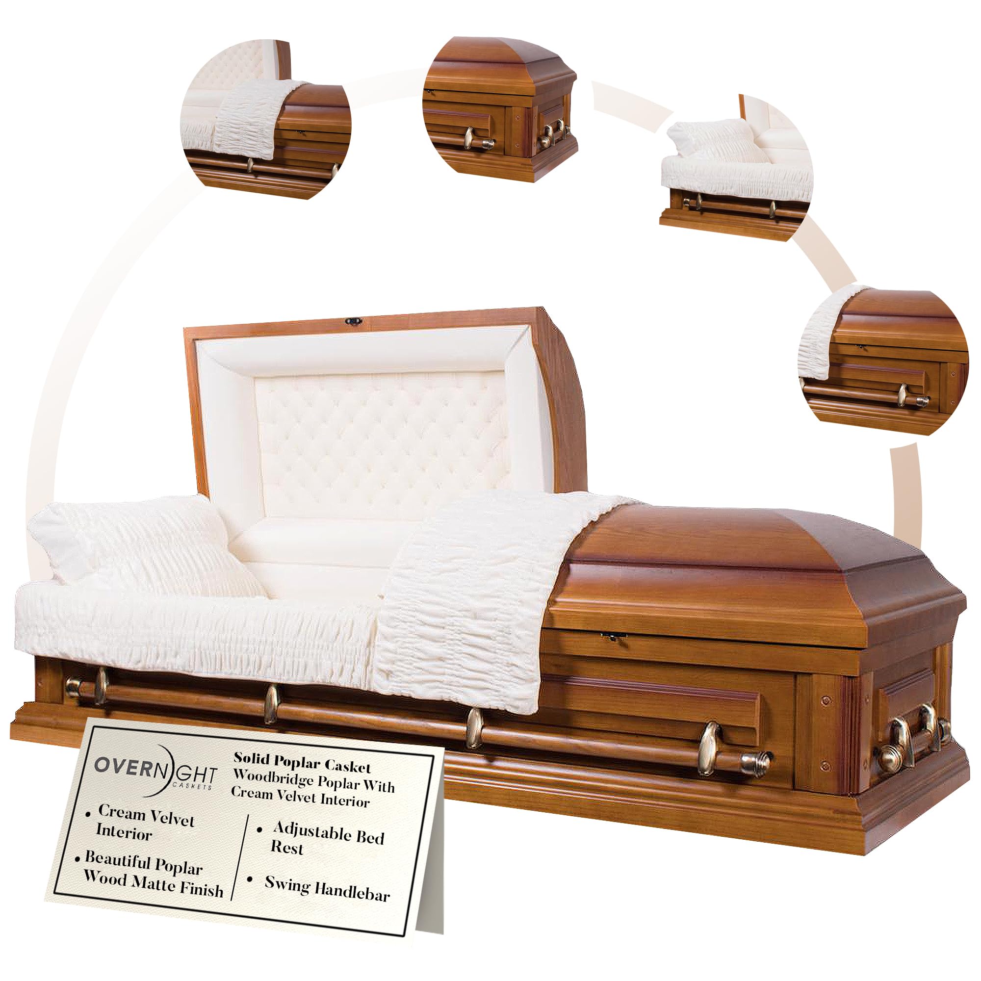 Amazon.com: Overnight Caskets Woodbridge Poplar Wood Funeral Casket w ...