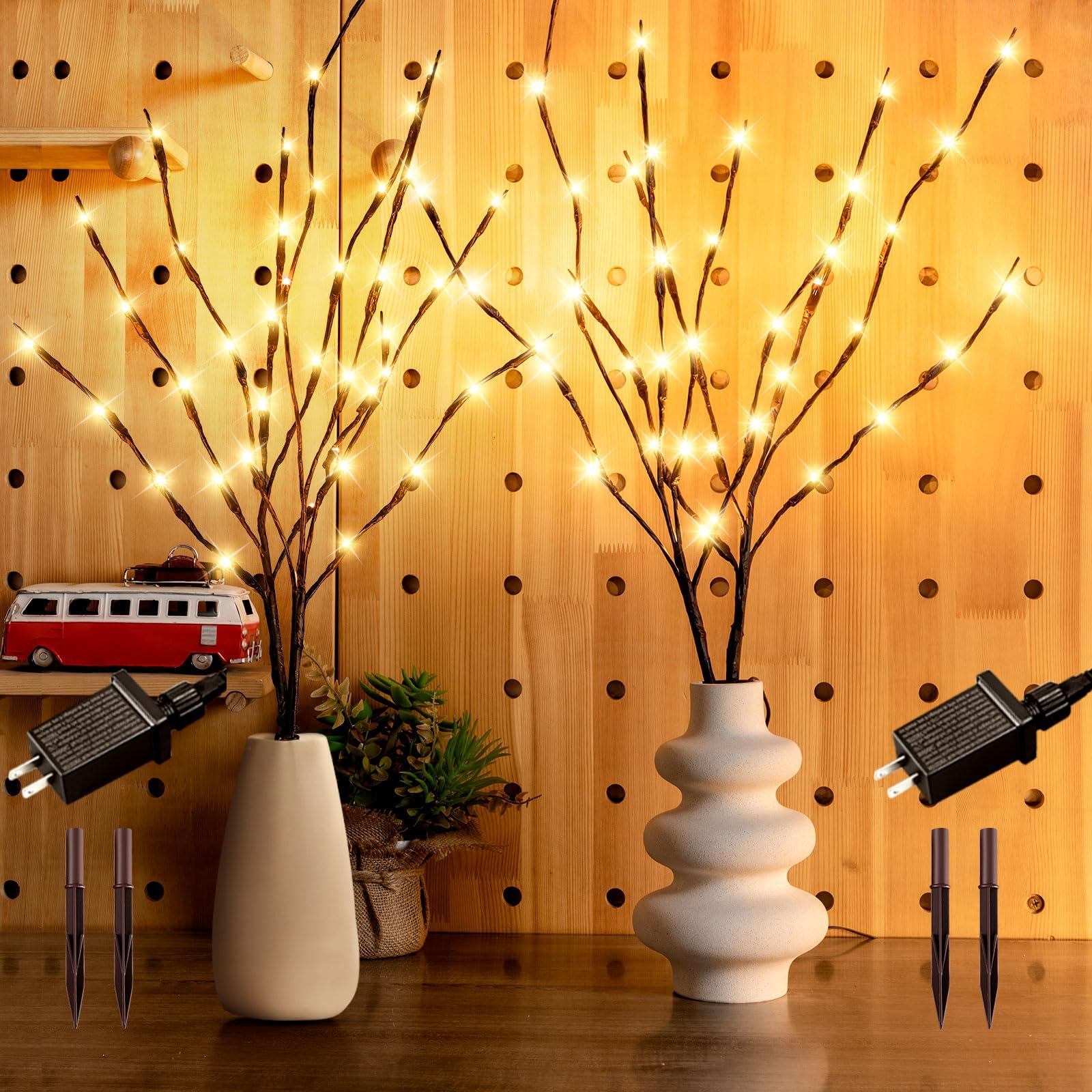 Amazon.com: Ganeen 6 Pcs Plug-in LED Branch Lights Brown Lighted Willow ...