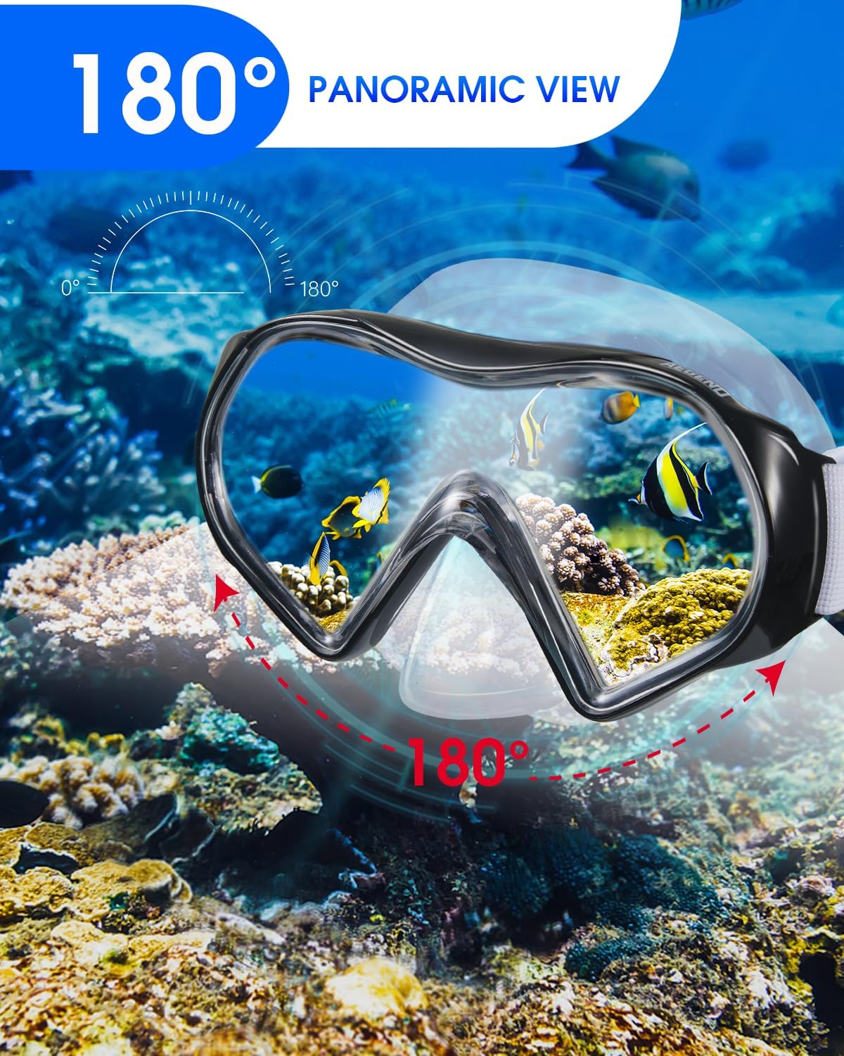 Aegend Swimming Goggles Scuba Snorkeling Mask for Adults, Tempered ...