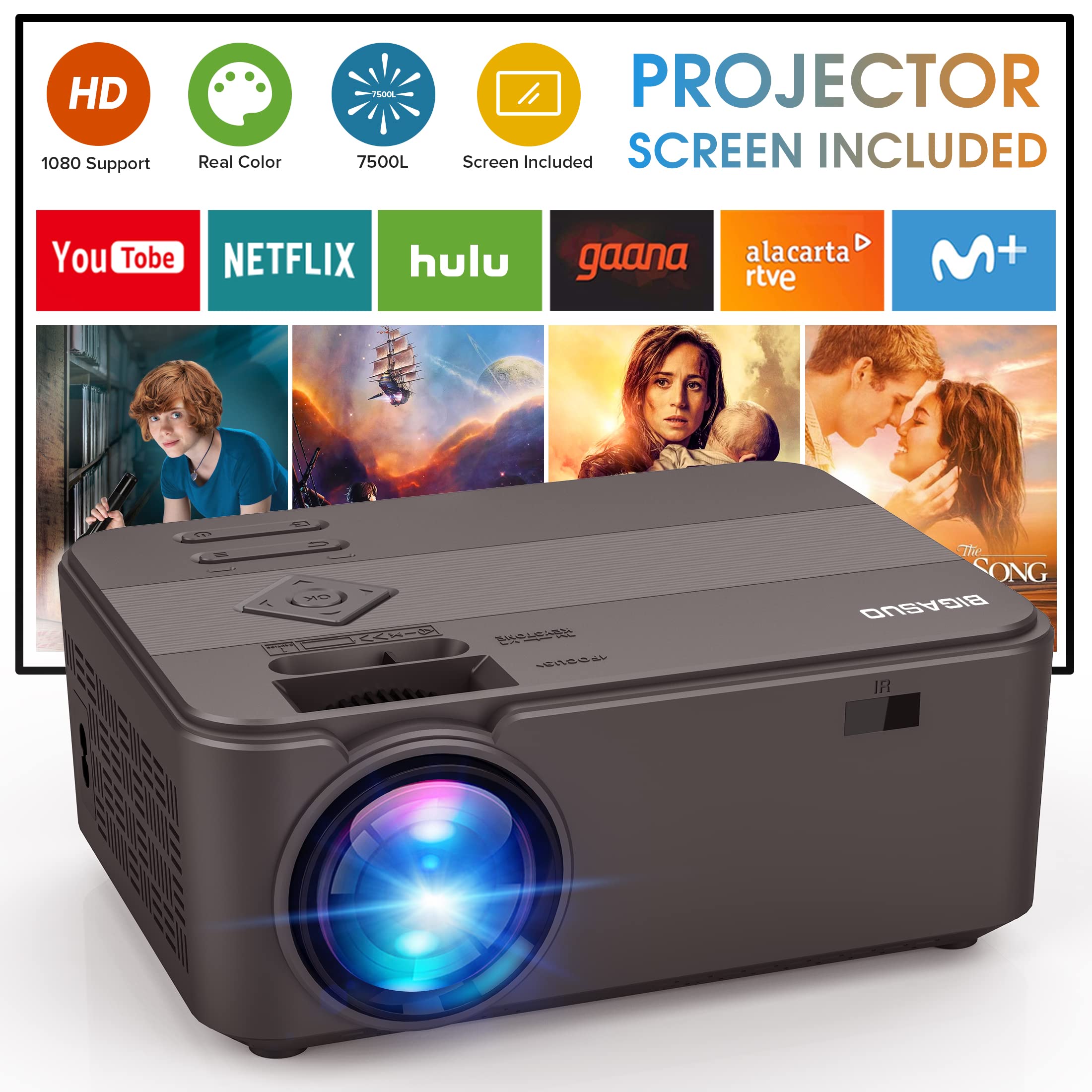 Buy 1080P Projector with 5G WiFi and Bluetooth - 15000Lux 560ANSI Full ...