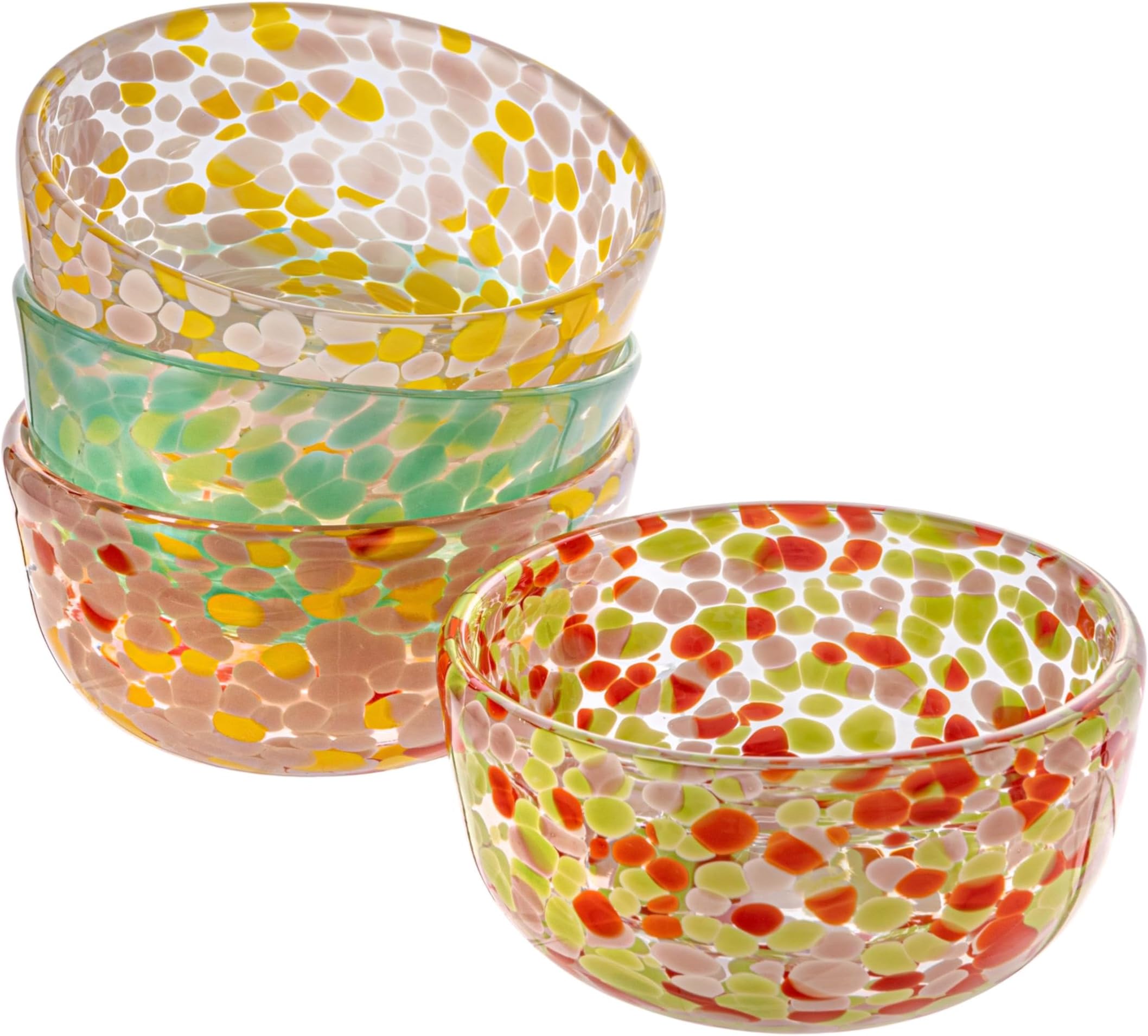 Amazon.com | Creative Co-Op Round Glass Bowl with 4 Pattern Design ...