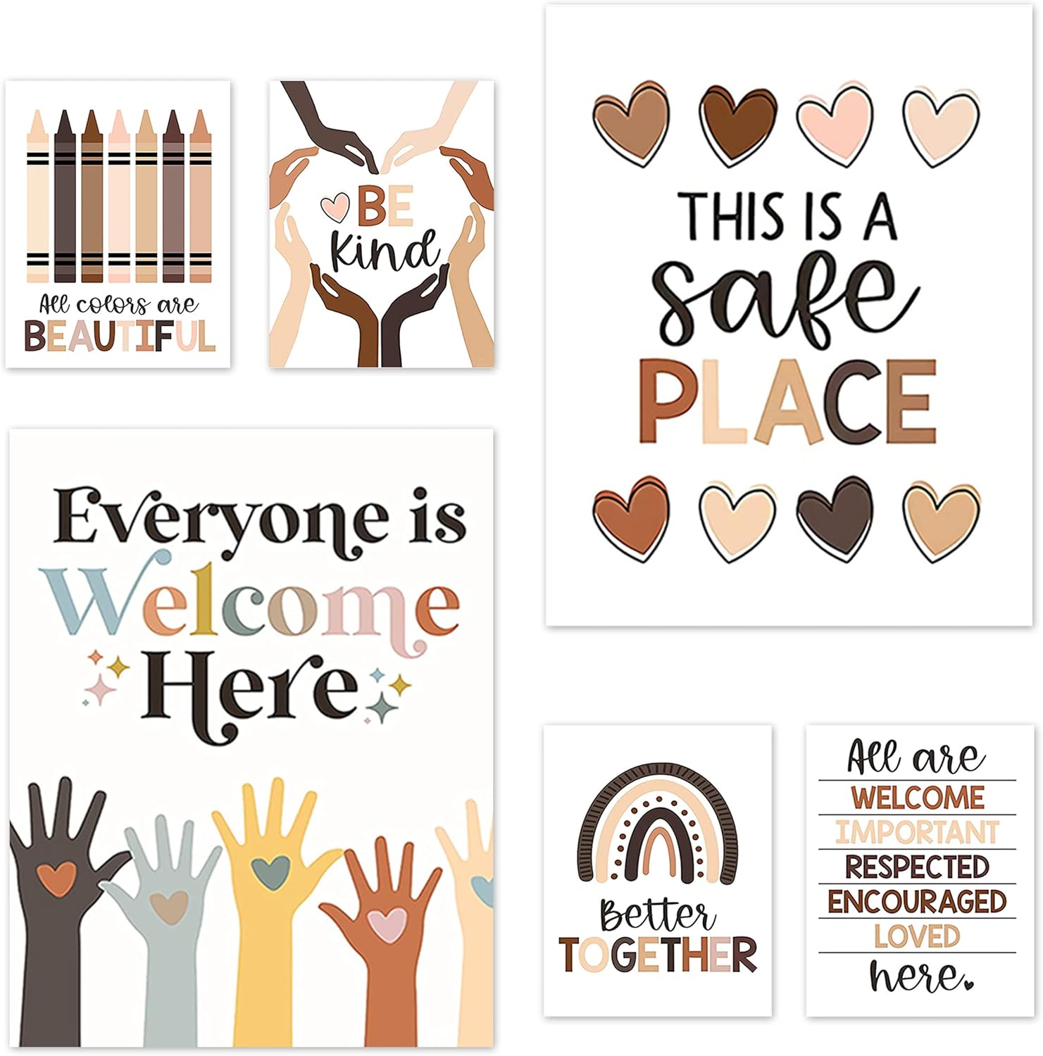 6Pcs Rainbow Poster for Classroom Decor, 8X10in Boho Rainbow Classroom ...