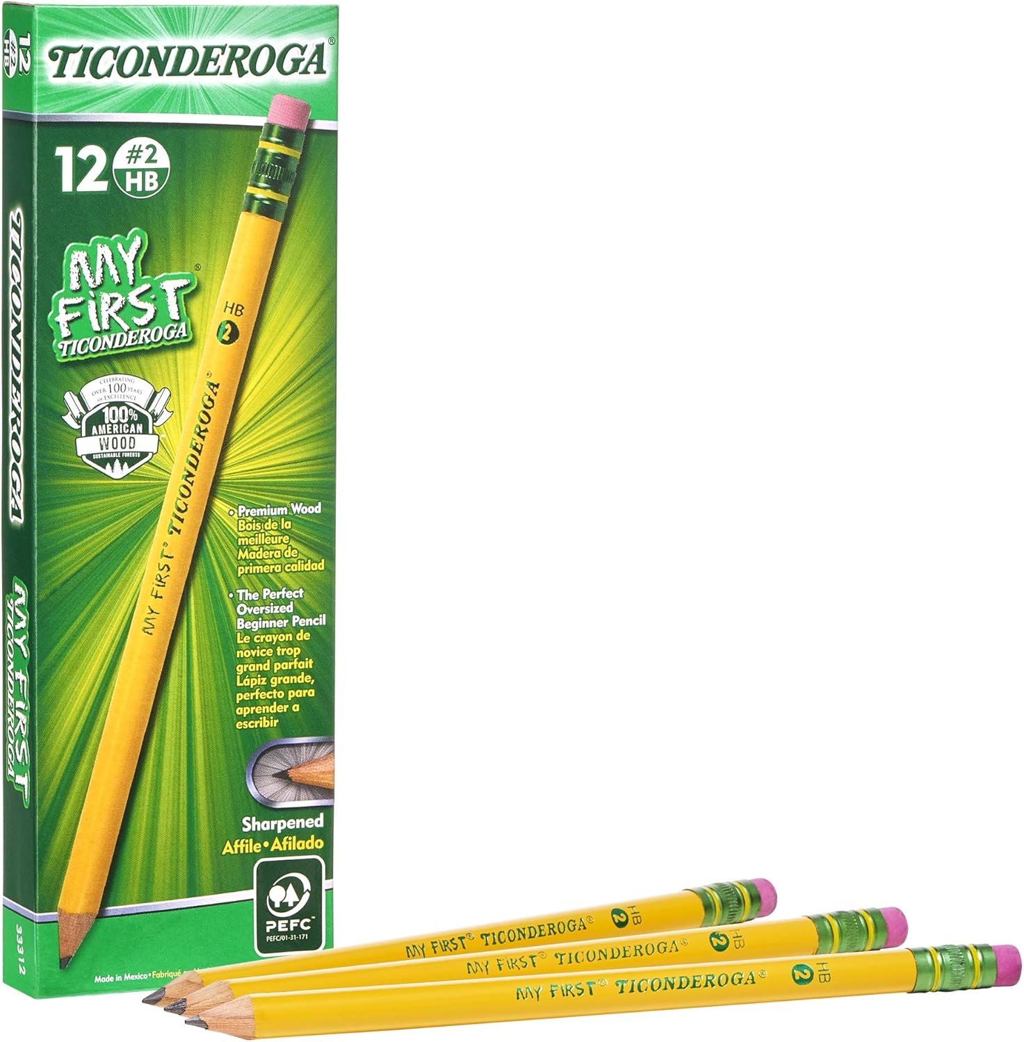 Amazon.com : Ticonderoga My First Primary Size #2 Beginner Pencils 6 ...