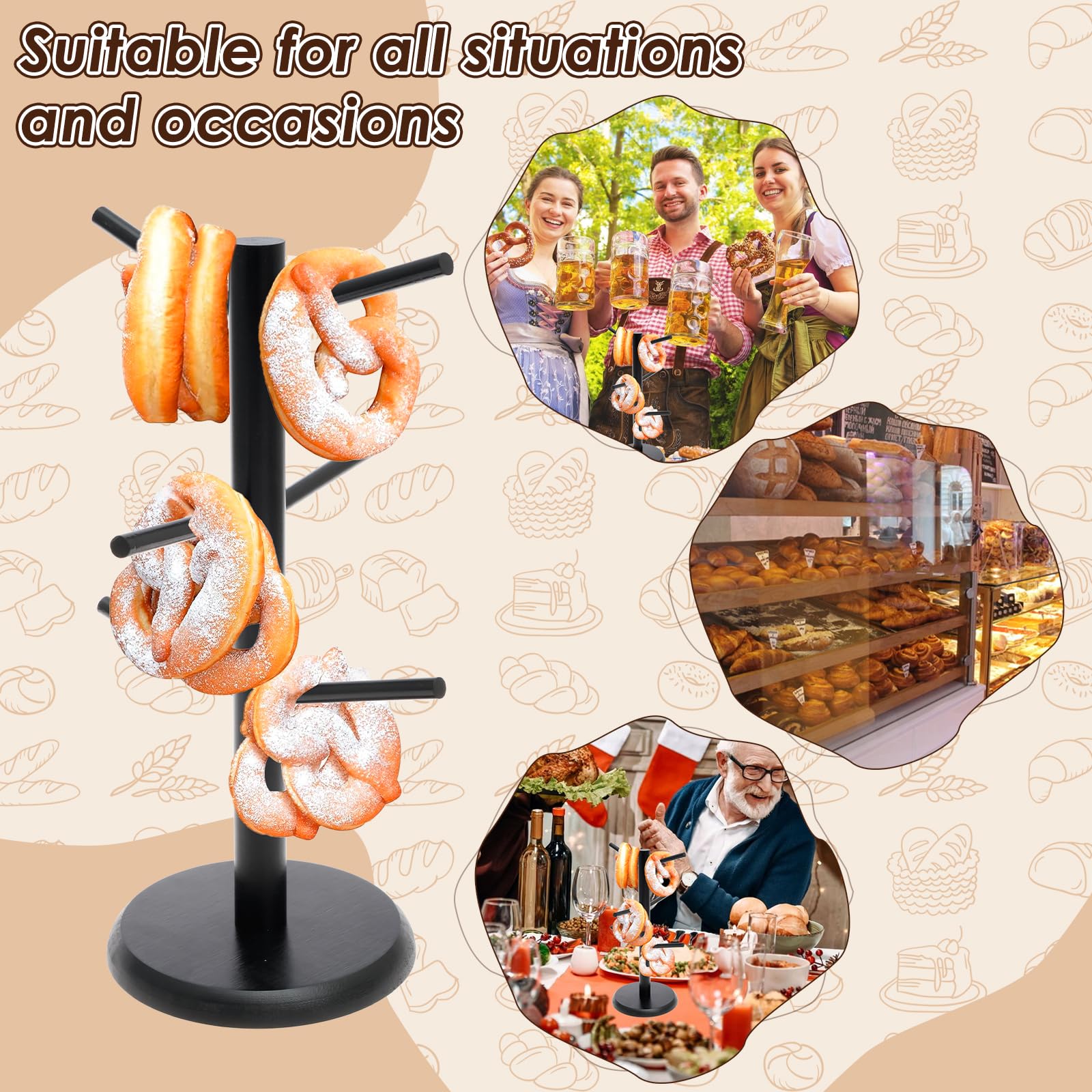 Pretzel Decor Rotating Pretzel Display Stand - Wooden Tree-Shaped Rack ...