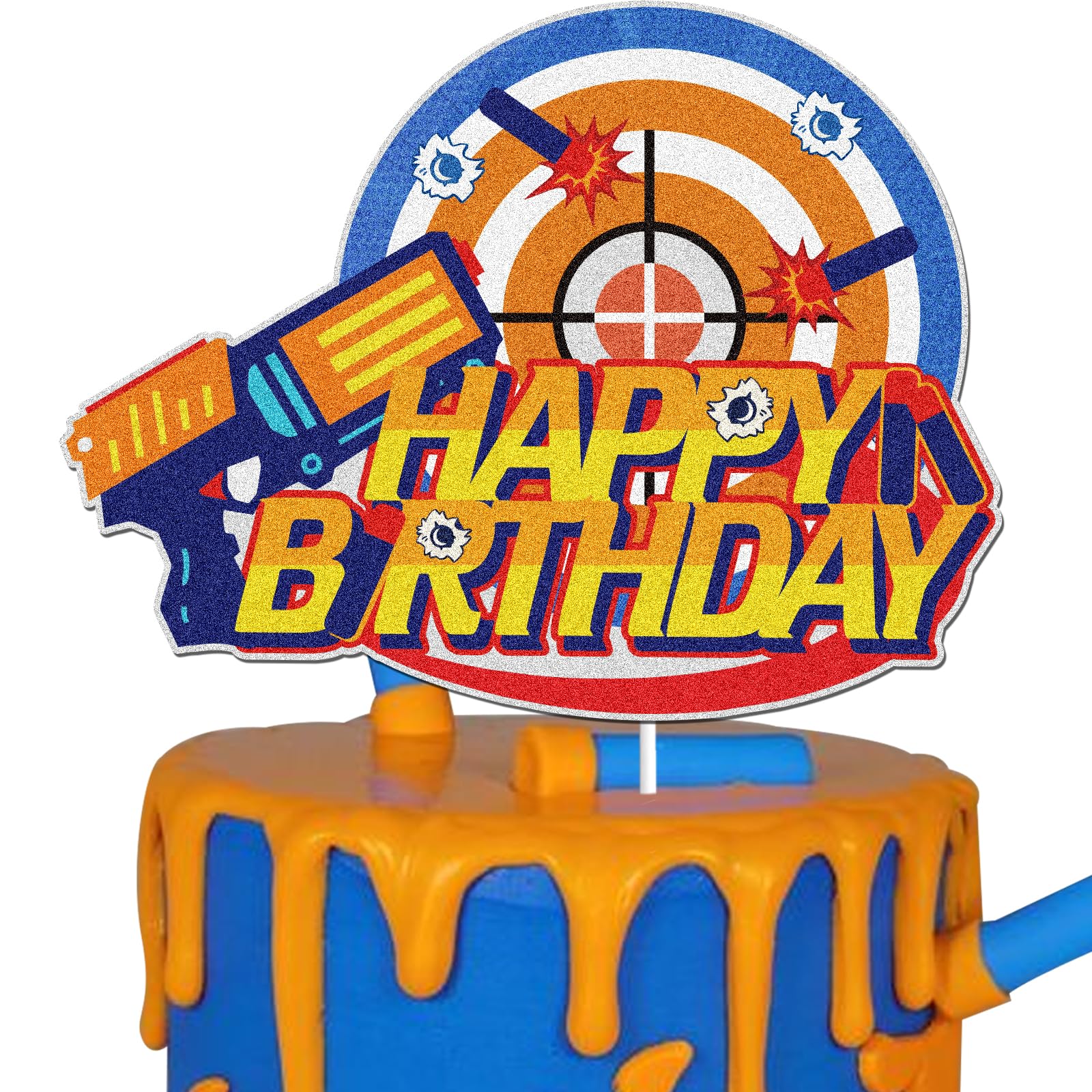 Amazon.com: Dart War Happy Birthday Cake Topper Gun Target Bullet Dart ...