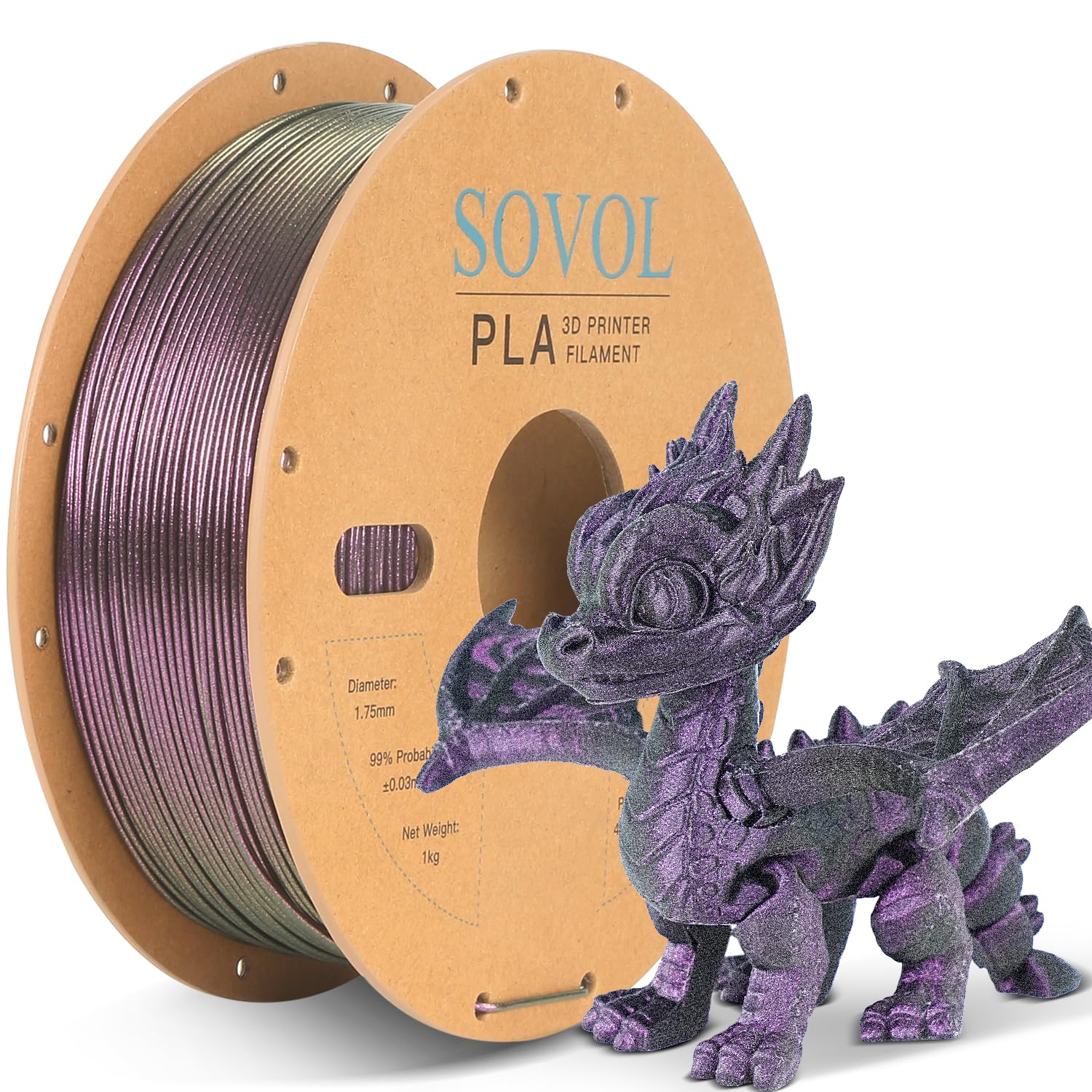 Sovol Silk PLA Filament with Purple Glitter 1kg 1.75mm, Color ...