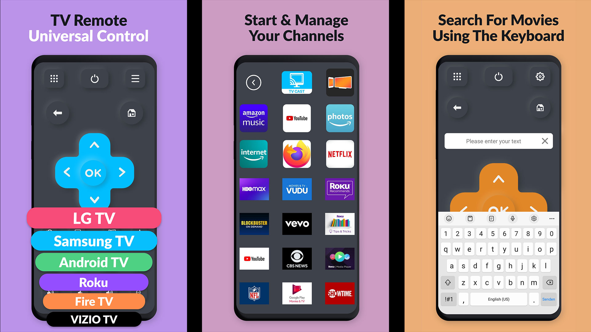 Remote for Roku, Fire TV, LG, Samsung, Android & VIZIO TV - App on Amazon Appstore