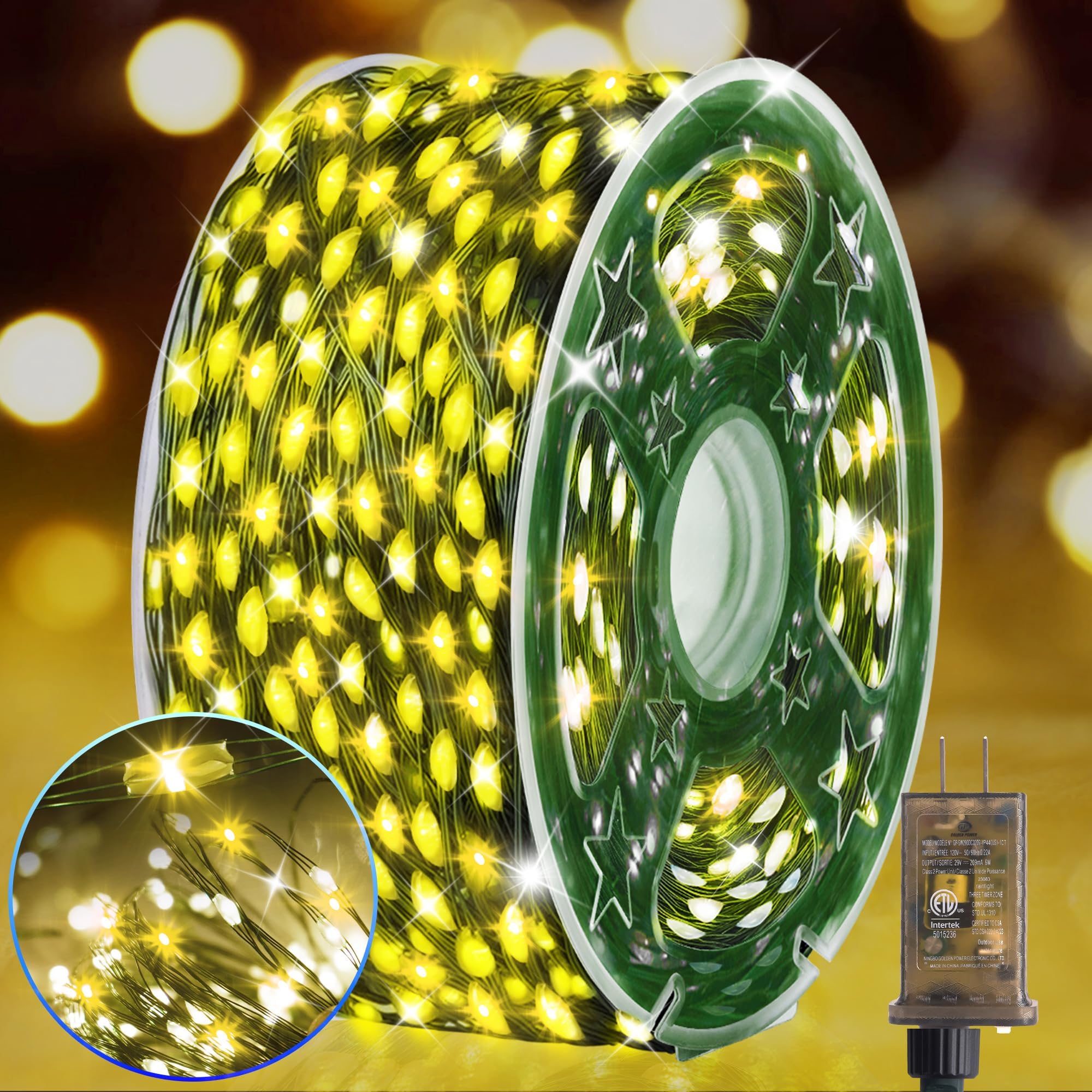 KNONEW 400FT Outdoor Christmas Fairy Lights Plug in,1200 LED String ...