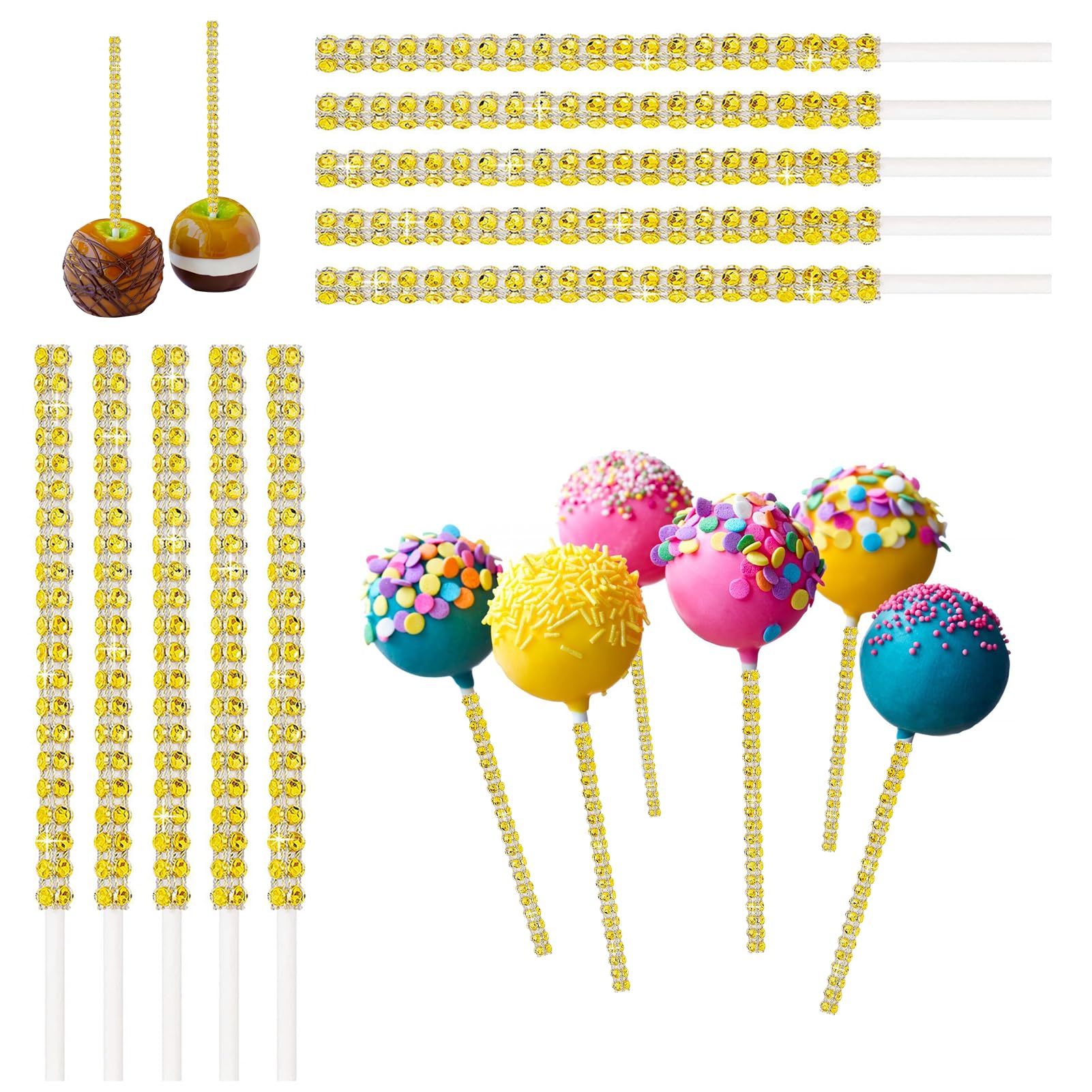 Amazon.com: Bling Cake Pop Paper Sticks Rhinestone Lollipop Making ...