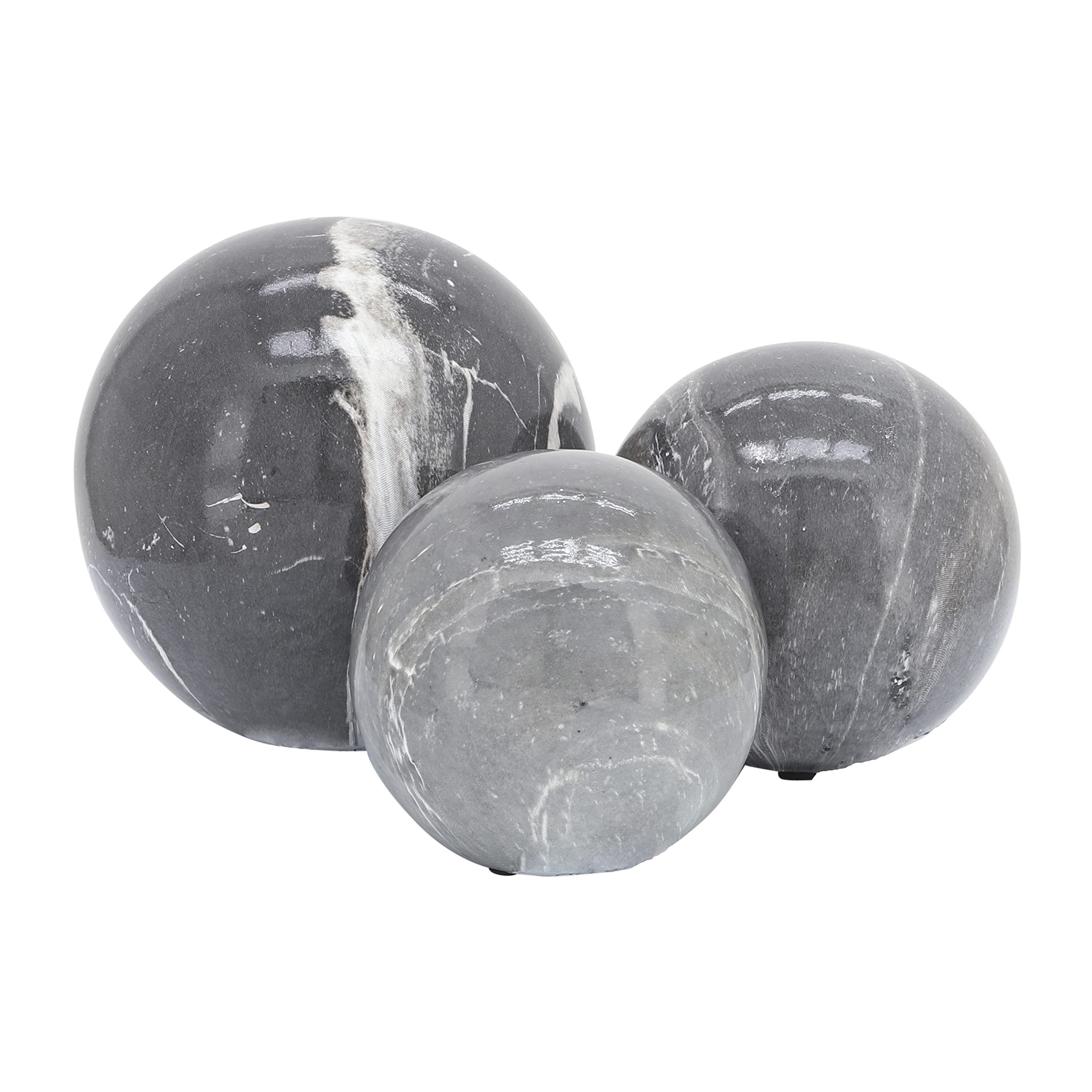 Amazon.com: Sagebrook Home Set of 3 Gray Marbled Orbs - Ceramic ...