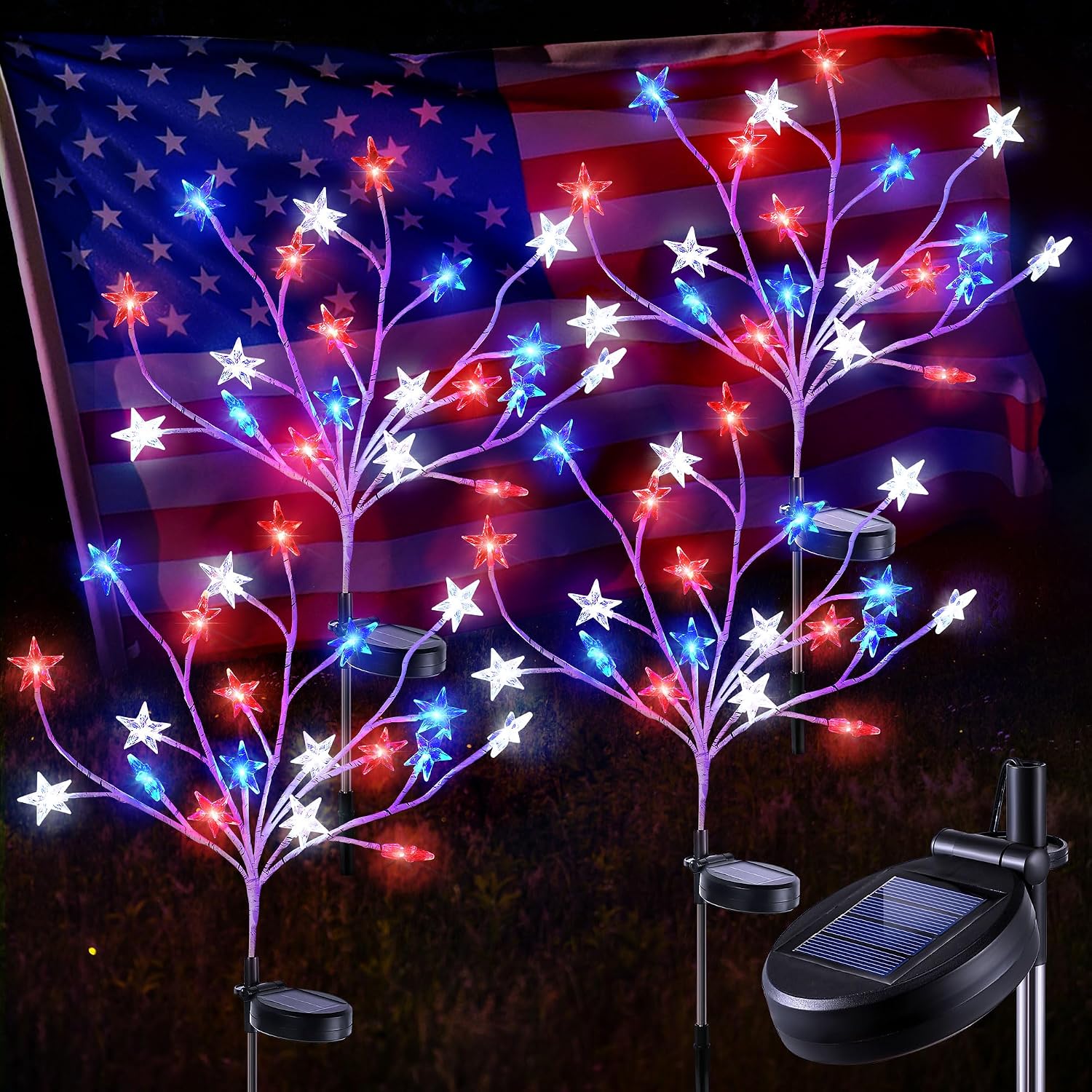 Amazon.com: Enhon 4 Pack 4th of July Decorations Outdoor Tree Solar ...