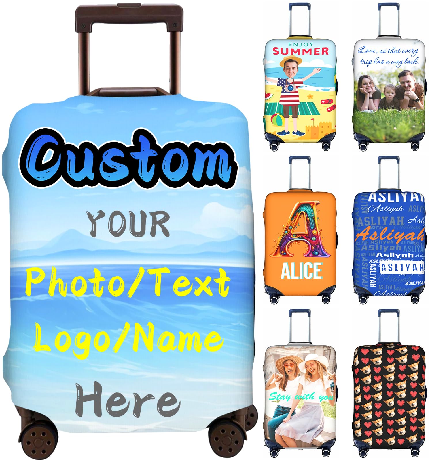Amazon.com | Boneker Custom Luggage Cover Personalized Suitcase Cover ...