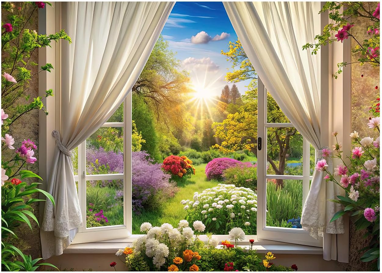 Amazon.com : AIIKES 7x5ft Spring Backdrop Spring Window Photography ...