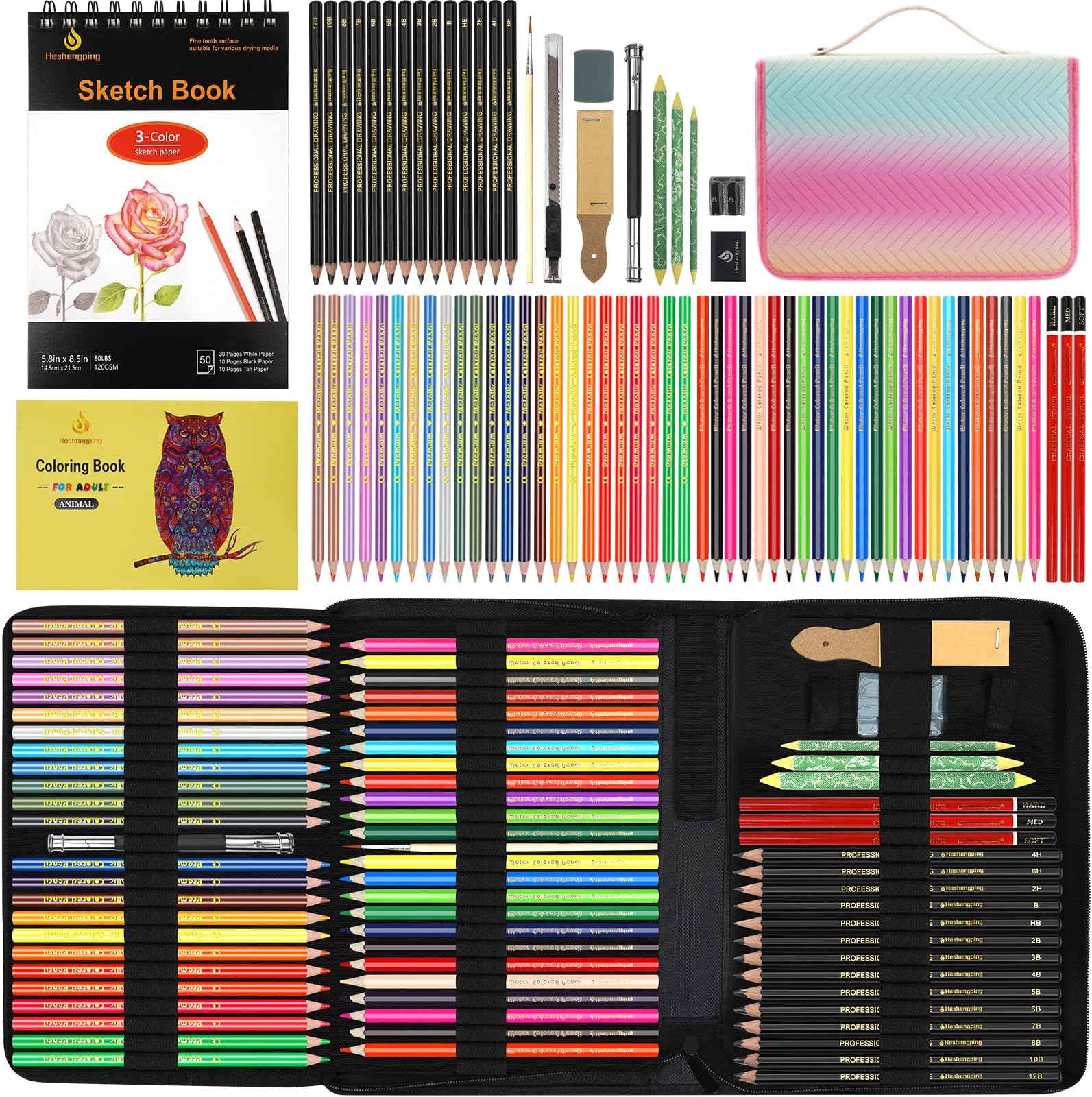 Amazon.com: Crayola Sketch & Color (70pcs), Art Kit for Kids, Includes ...