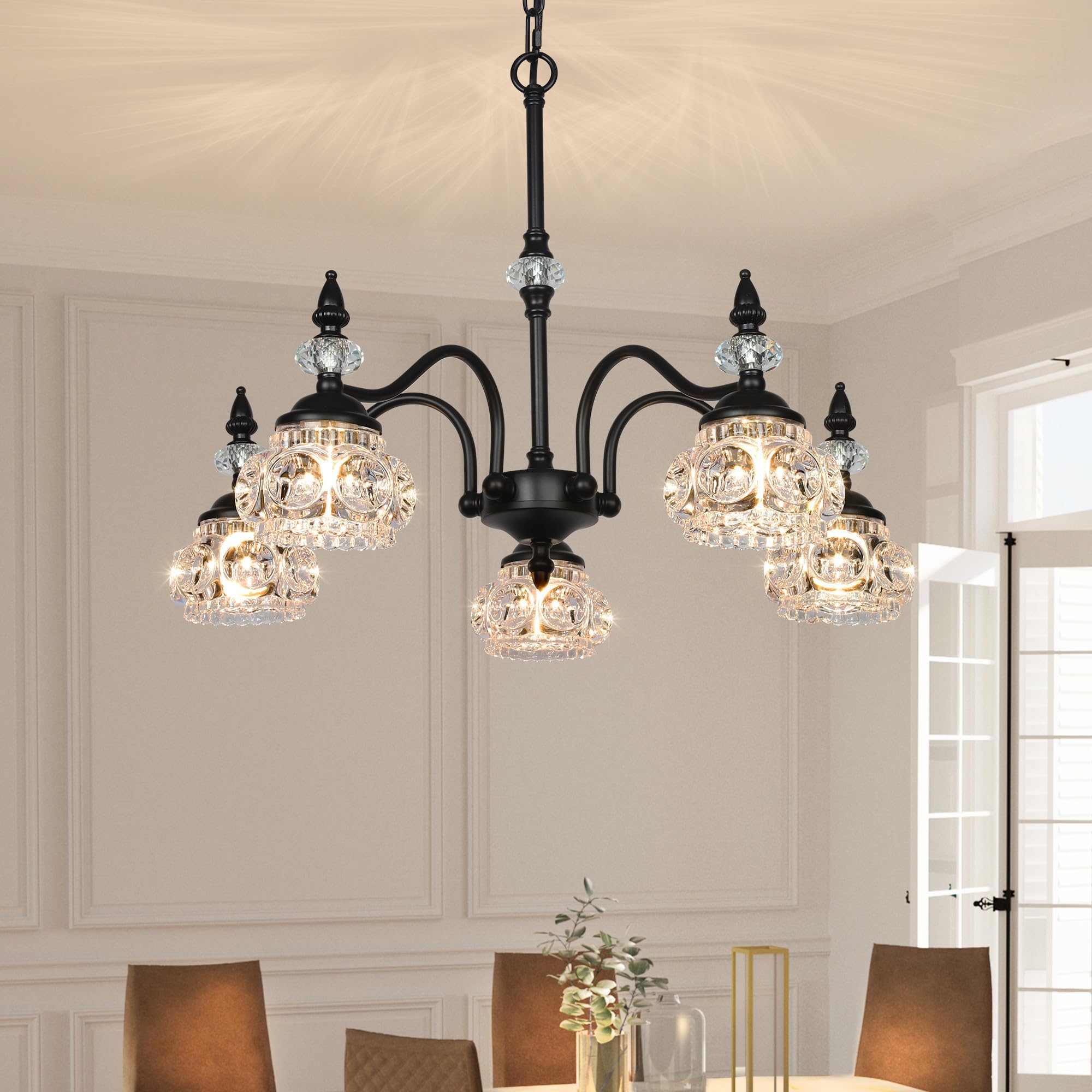 Amazon.com: CNRATYE 5-Light Vintage Black Crystal Chandeliers for ...