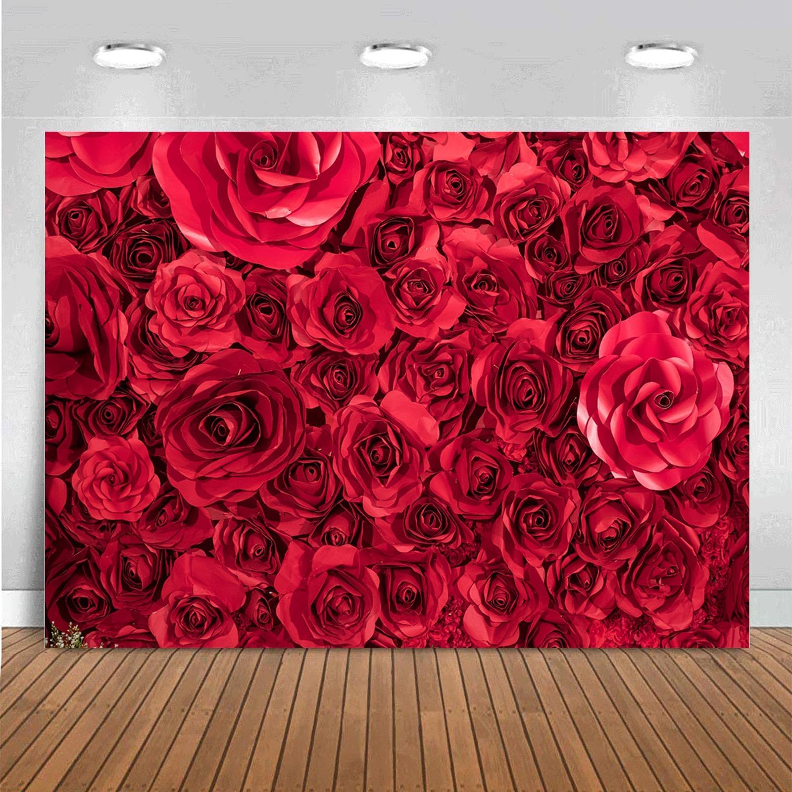 Amazon.com : 7x5ft Red Rose Wall Wedding Backdrop Wedding Flowers ...