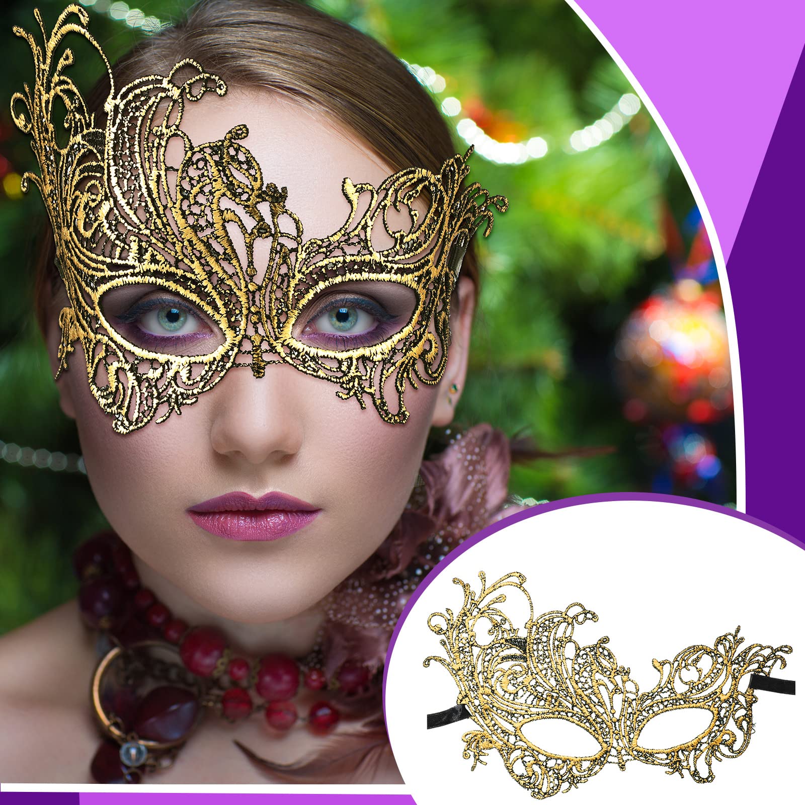 Snapklik.com : Cindeer 6 Pcs Masquerade Mask For Couples Women And Men ...