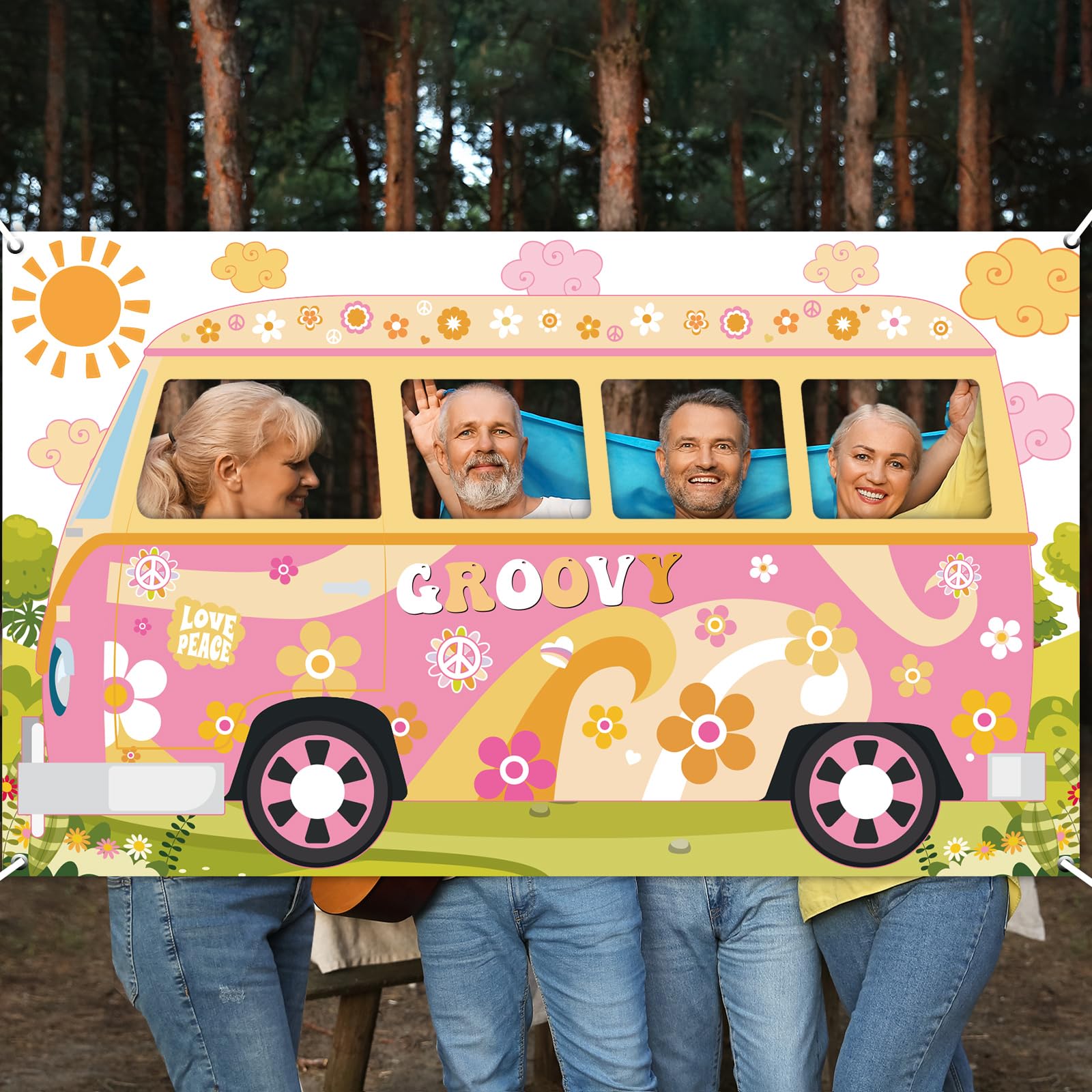 Snapklik.com : Hippie Bus Photo Prop Groovy Birthday Party Decorations ...