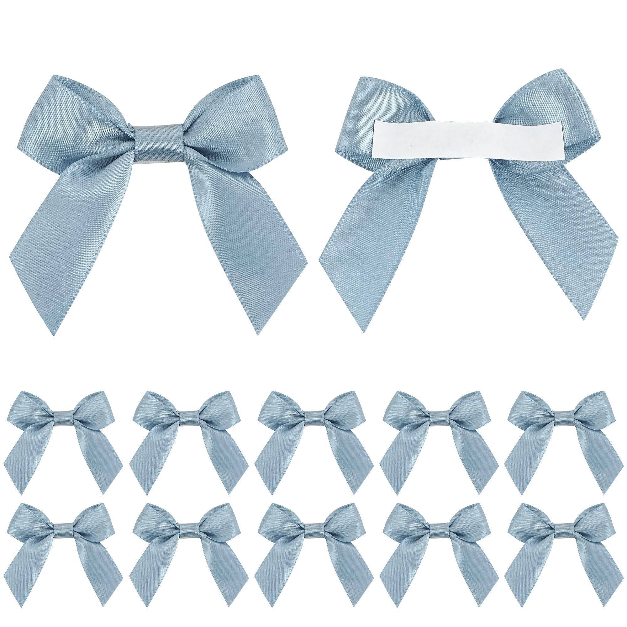 Amazon.com: AIMUDI Dusty Blue Satin Ribbon Bows 2" Self Adhesive Satin ...