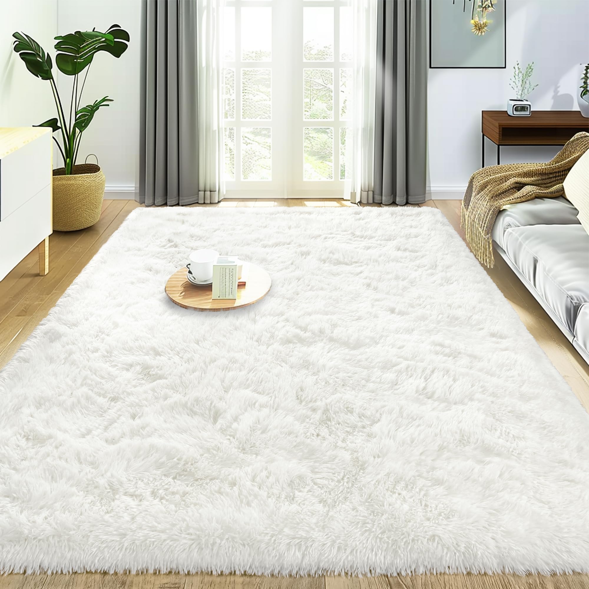 Amazon.com: Super Fluffy Rug for Bedroom, 4x6 Shag Fuzzy Area Rug for ...