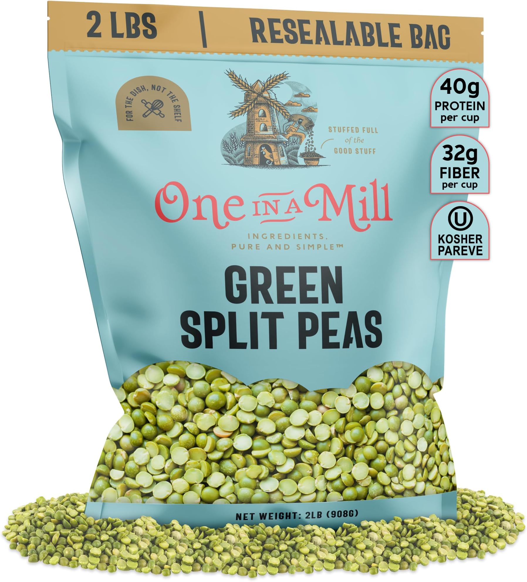 Amazon.com : ONE IN A MILL Dried Green Split Peas 2LB Resealable Bag ...