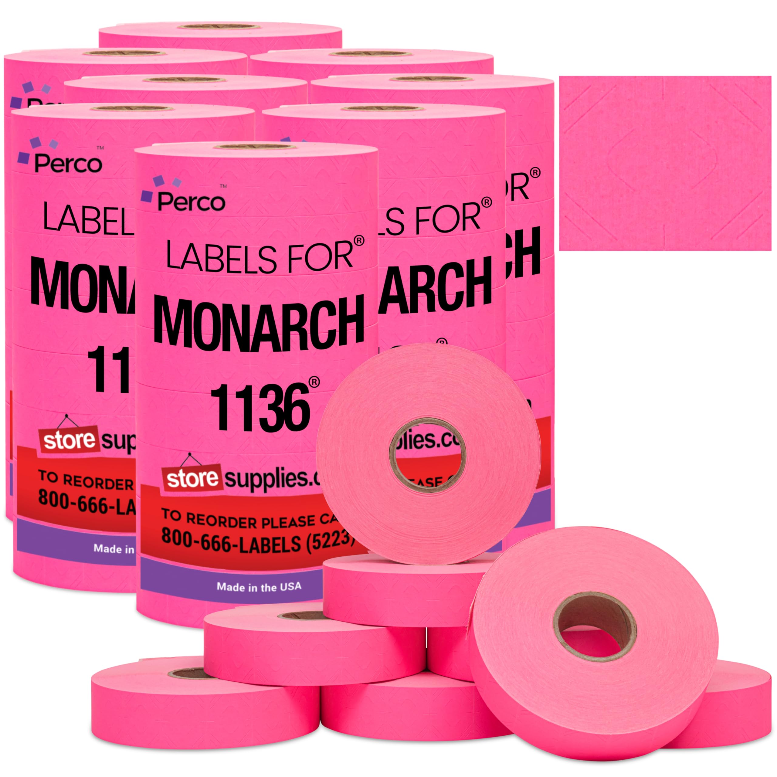 Amazon.com : Perco Fluorescent Pink Pricing Labels for Monarch 1136 ...