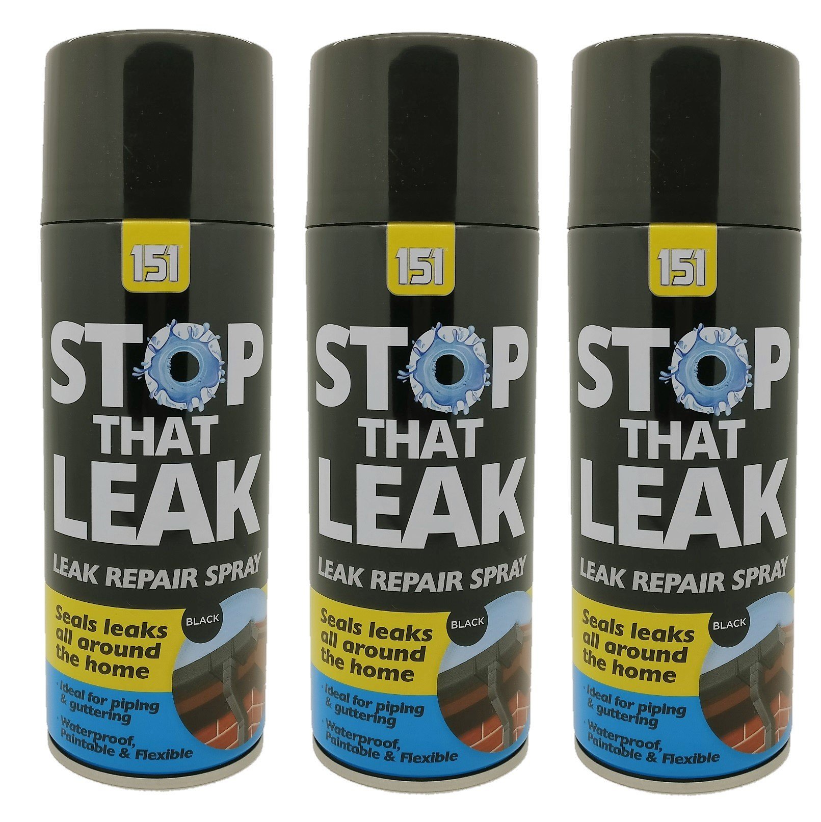 Pack of 3 - Large Leak Repair Spray (400ml) - Stop That Leak - BLACK ...