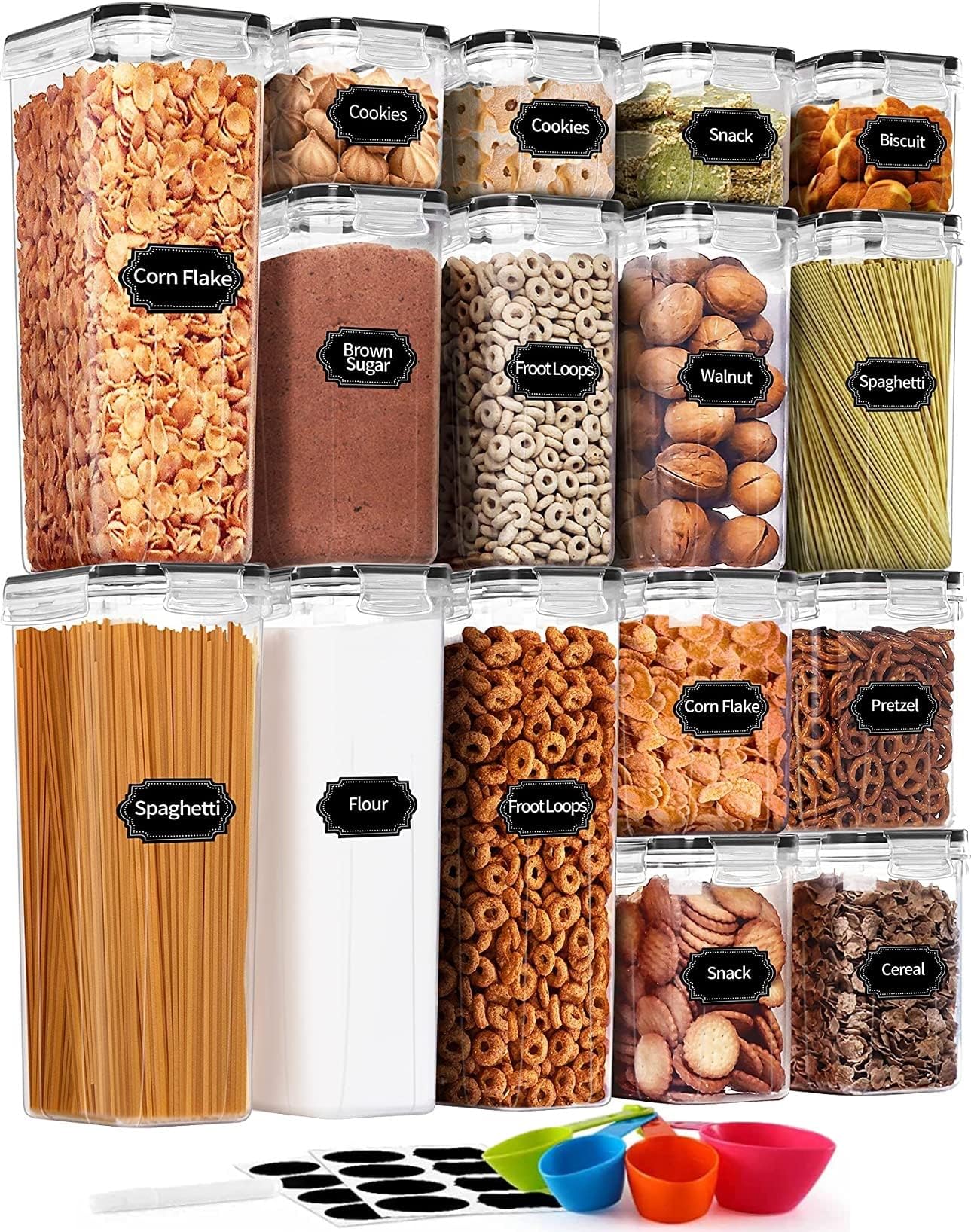 HEFTMAN Airtight Food Storage Container - Set of 16 Plastic Kitchen ...