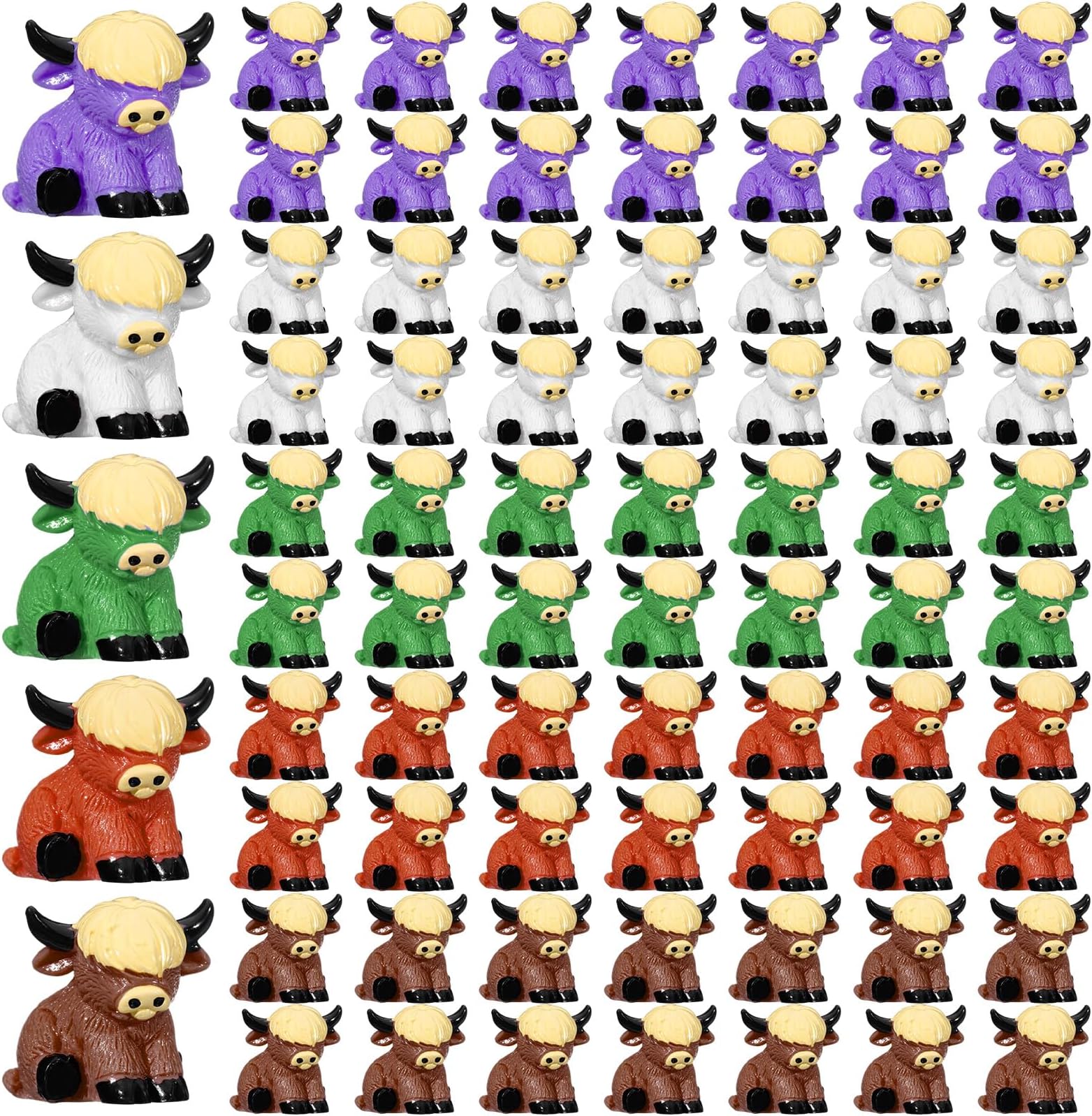 Amazon.com: AWEELON 60 Pcs Mini Highland Cows Figurine Glitter Cute ...