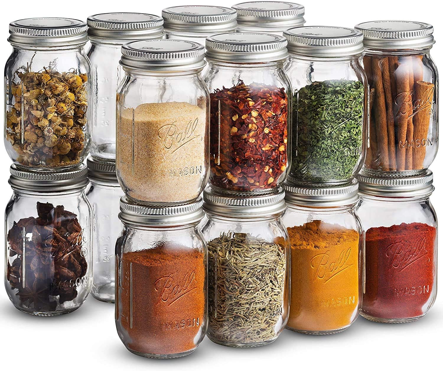 STAR WORK - Pack Of 6 Kitchen Dinning Food Spice Storage Glass Jars ...
