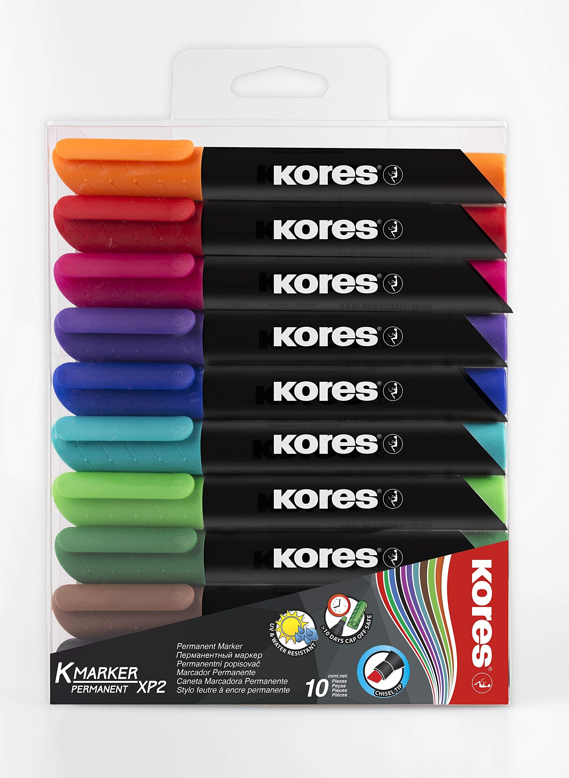 Kores - Coloured Permanent Marker Pens - K-Marker XP2, Chisel Tip with ...