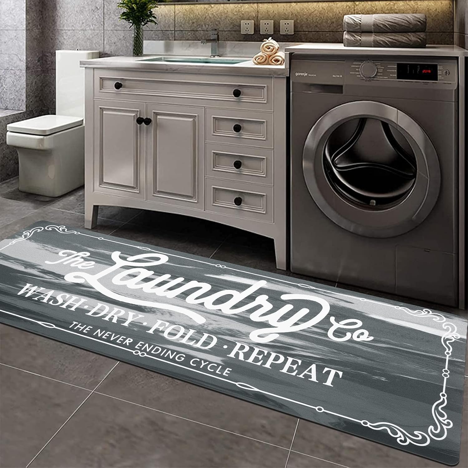 Amazon.com: Pauwer Laundry Room Rug Runner 20"x60" Waterproof Rubber ...