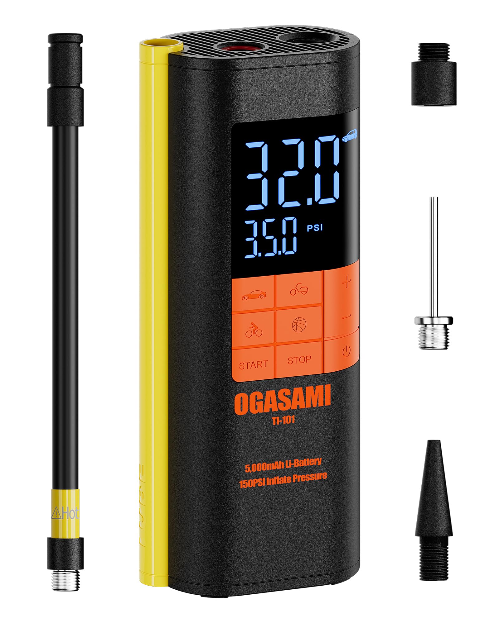 Amazon.com: Portable Air Compressor Rechargeable 5,000 mAh Li-Battery ...