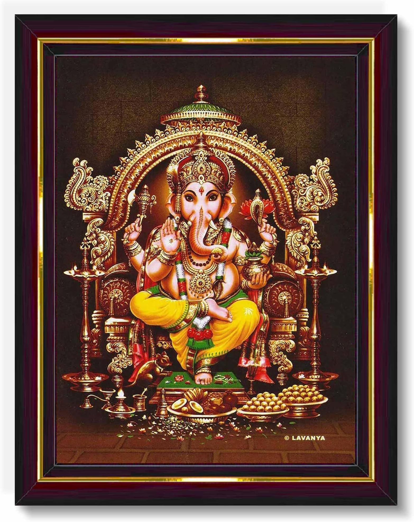 999STORE Lord Ganesha Photo Painting with photo Frame for Temple/Mandir ...