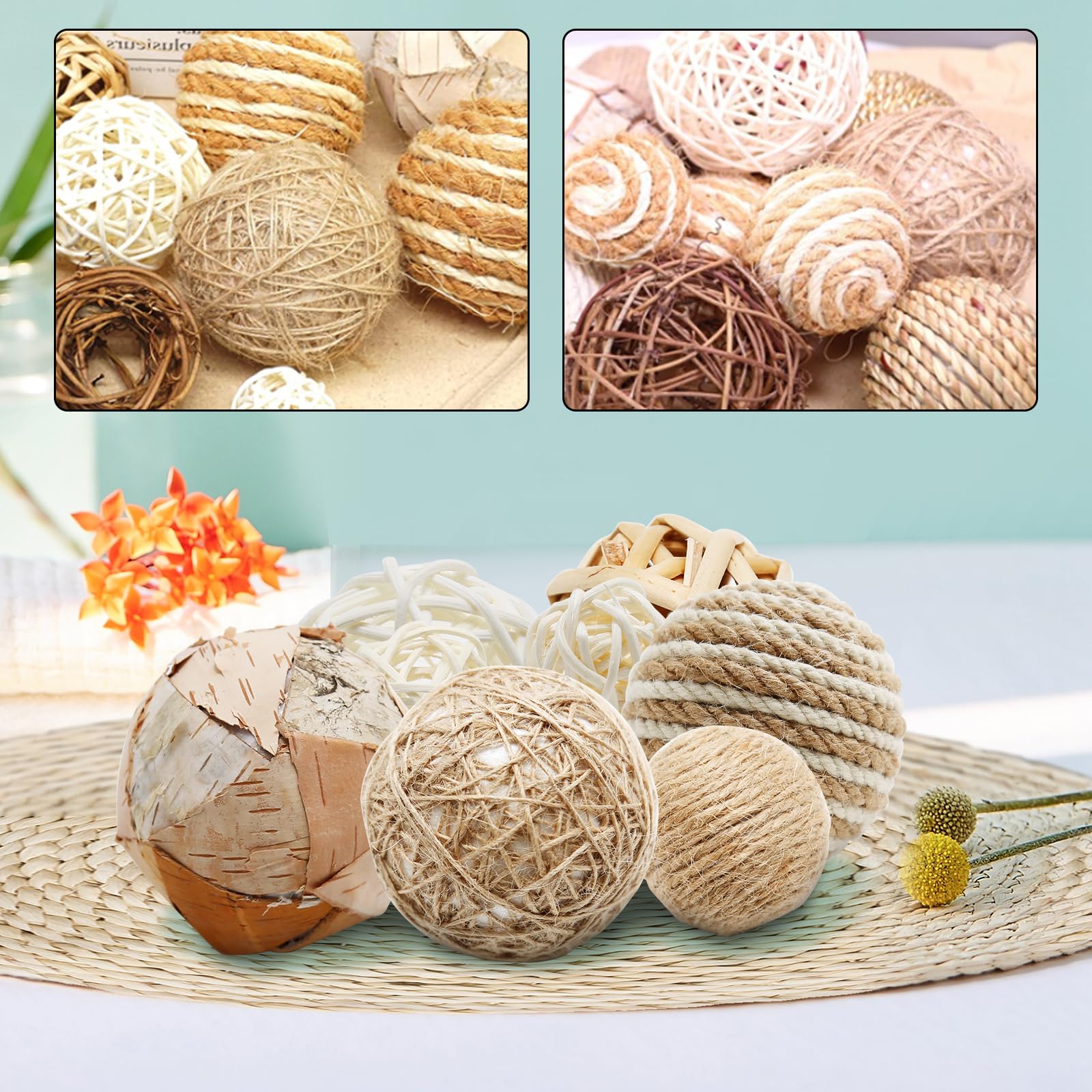 Decorative Wicker Balls Natural Decorative Wicker Rattan Balls, Vase