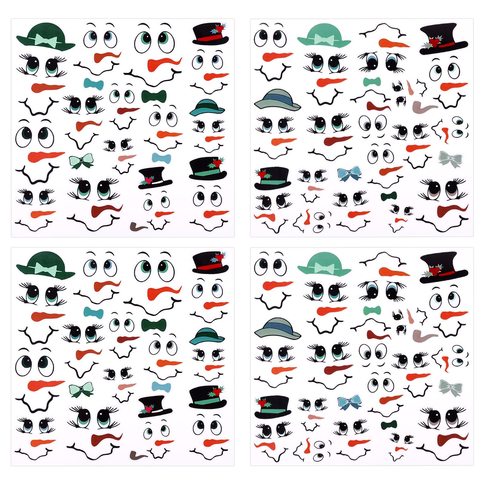 Amazon.com: 62pcs Snowman Face Stickers, Cute Cartoon Vinyl Christmas ...