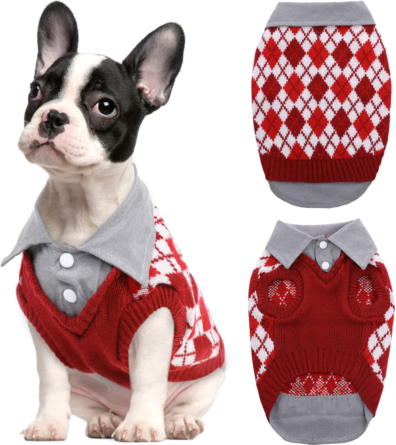 Amazon.com : Kuoser Plaid Dog Sweater Warm Clothes, Patchwork Design ...