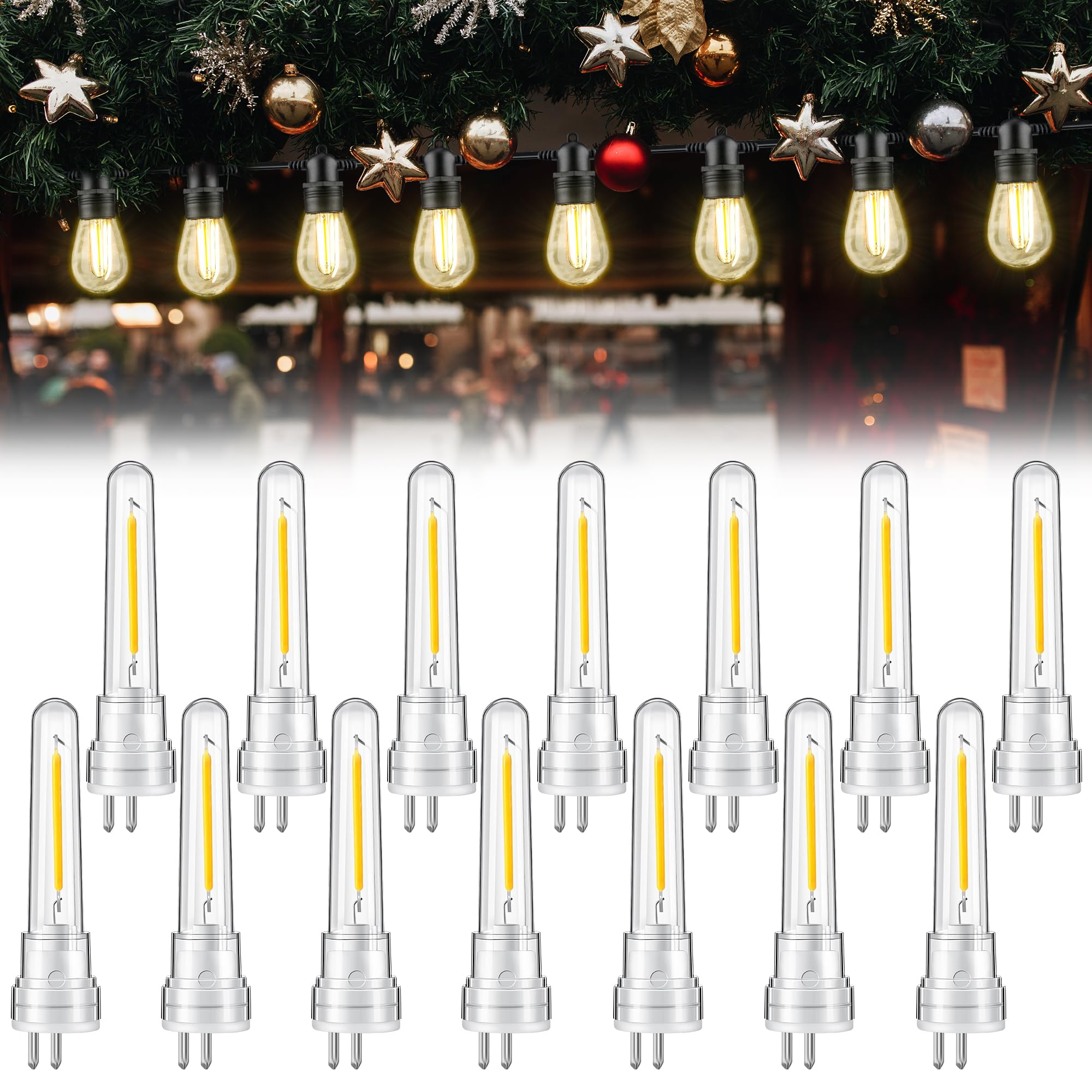 Meonum 14 Pack S14 Replacement Light Bulbs, 1.7 Watt Replacement S14 ...