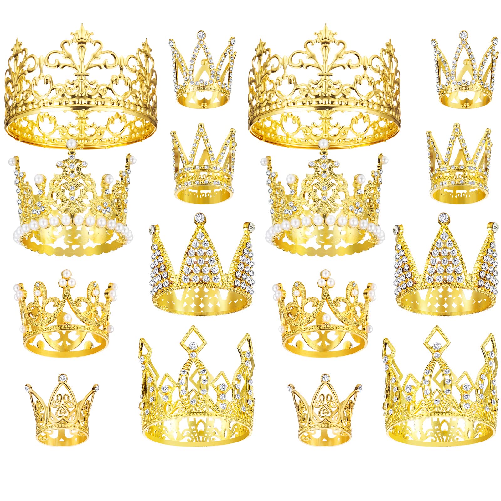 Amazon.com: Landhoow Gold Crown Cake Topper, 16 Pcs Mini Tiara for ...