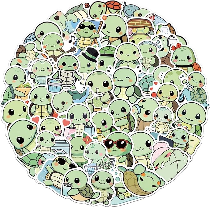 Amazon.com: 50Pcs Tortoise Stickers Cute Turtle Sticker,Kids Teens ...