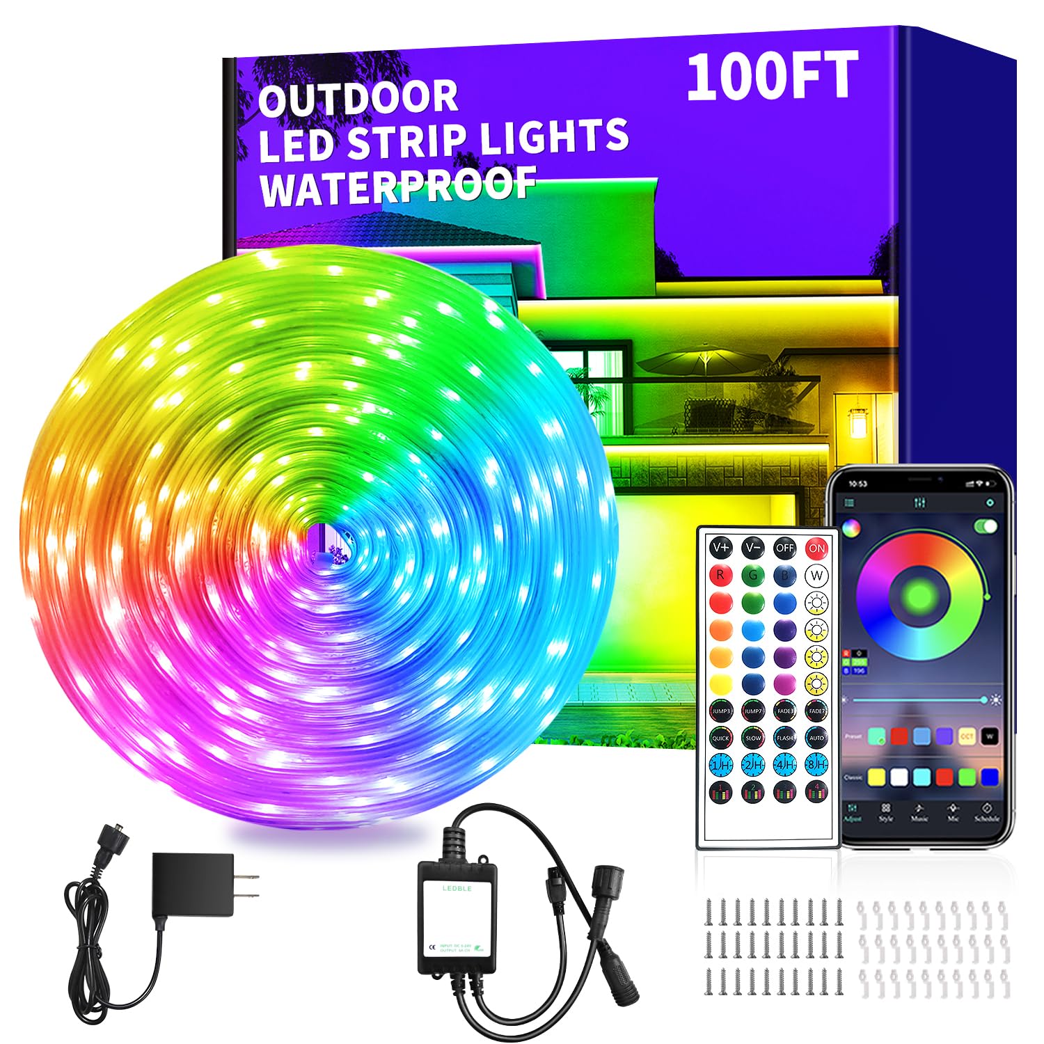 Amazon.com: vimeepro 100ft Outdoor LED Strip Lights Waterproof,IP68 ...