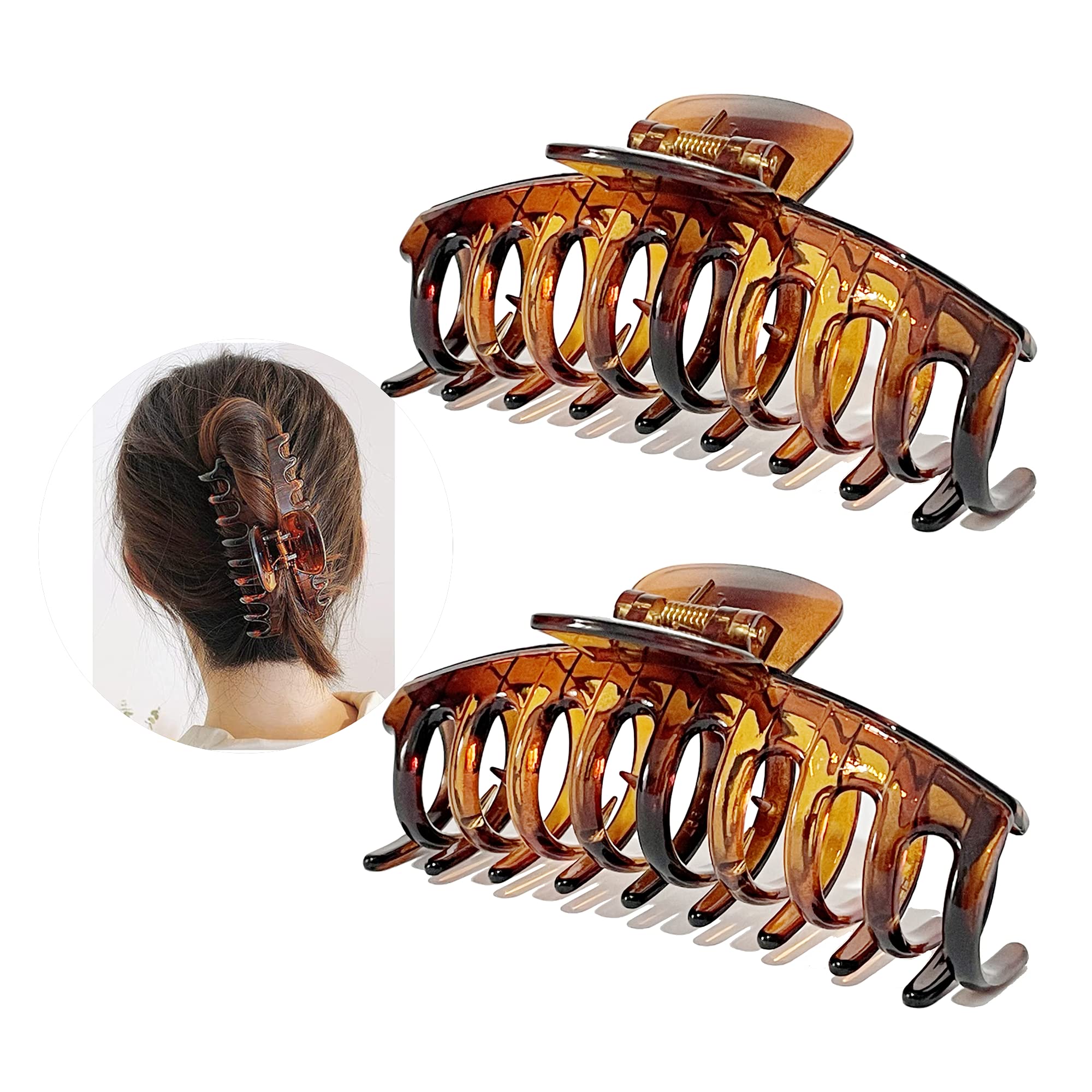 Marrie Large Hair Claw Clips for Thick Hair Nonslip Jumbo Hair Clamp ...