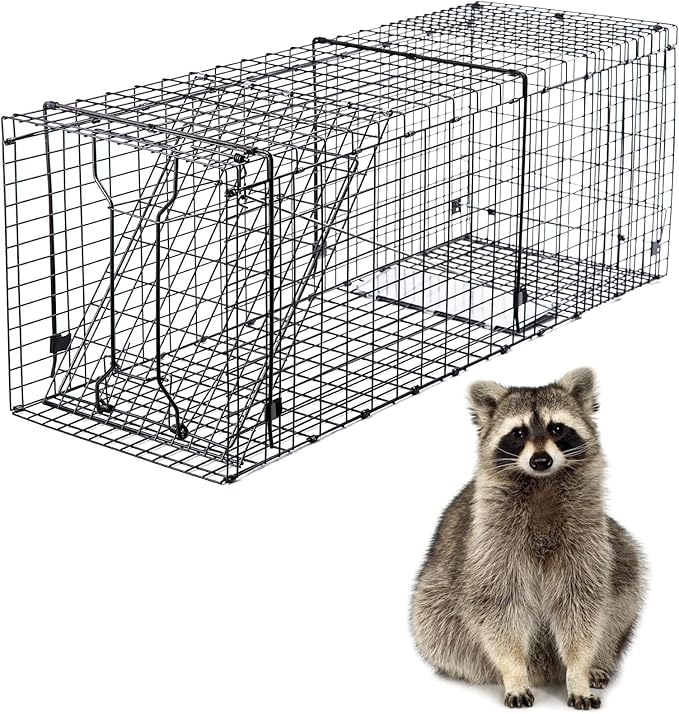Amazon.com : Heavy Duty Live Trap 37x13x14.5 Inch Steel Collapsible ...