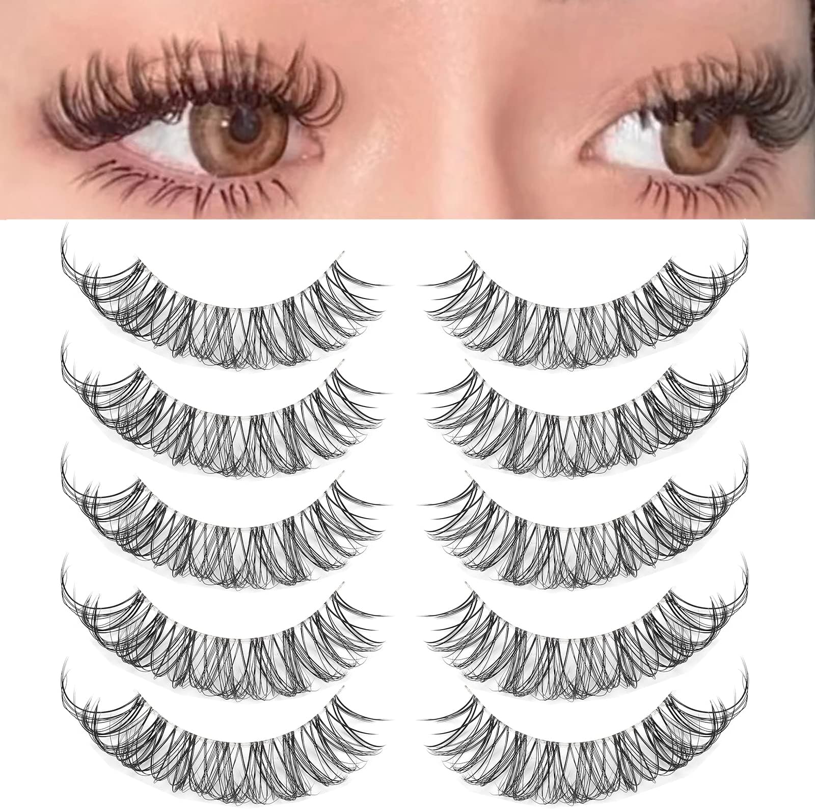 Amazon.com: Veleasha Lashes Russian Strip Lashes Eyelashes with Clear ...