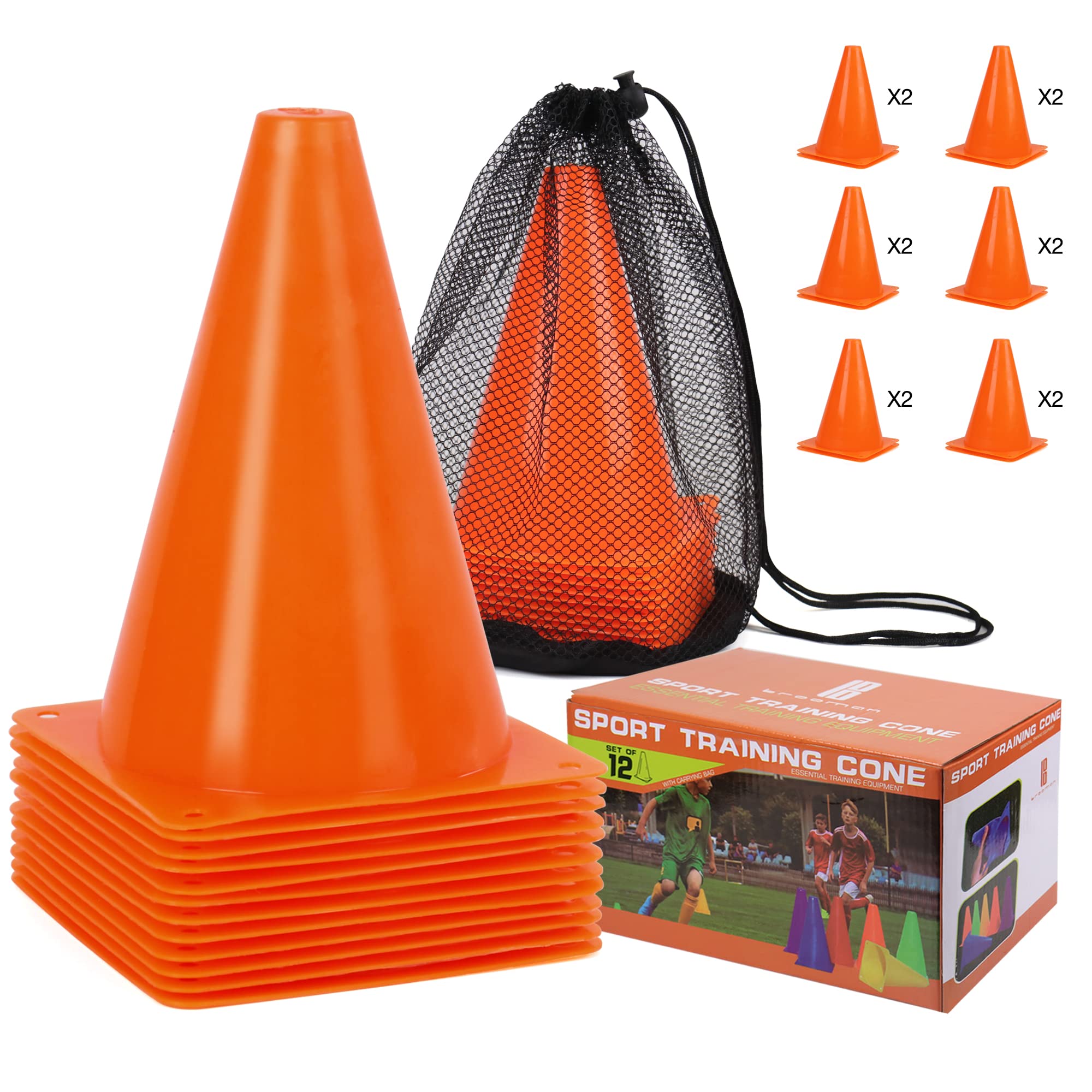 brooman 7 Inch Soccer Cones Sports Training Cones Field Marker for ...