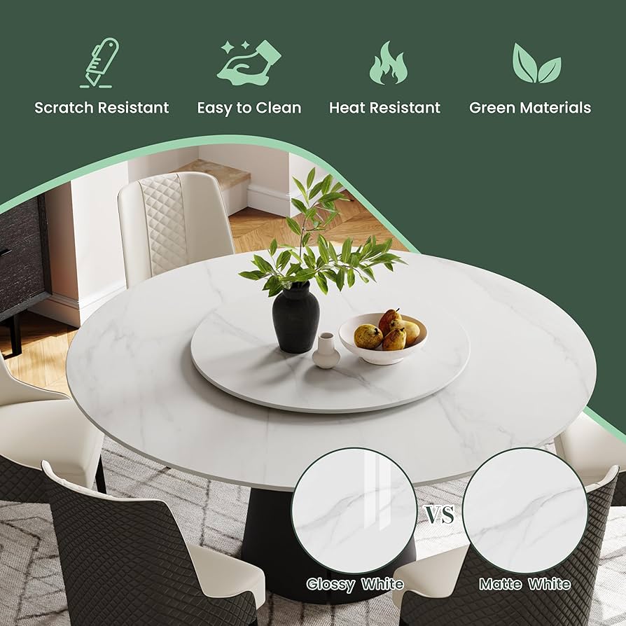 Round Dining Table For 6 With Lazy Susan Buy Luceris 1 + 6 Stone